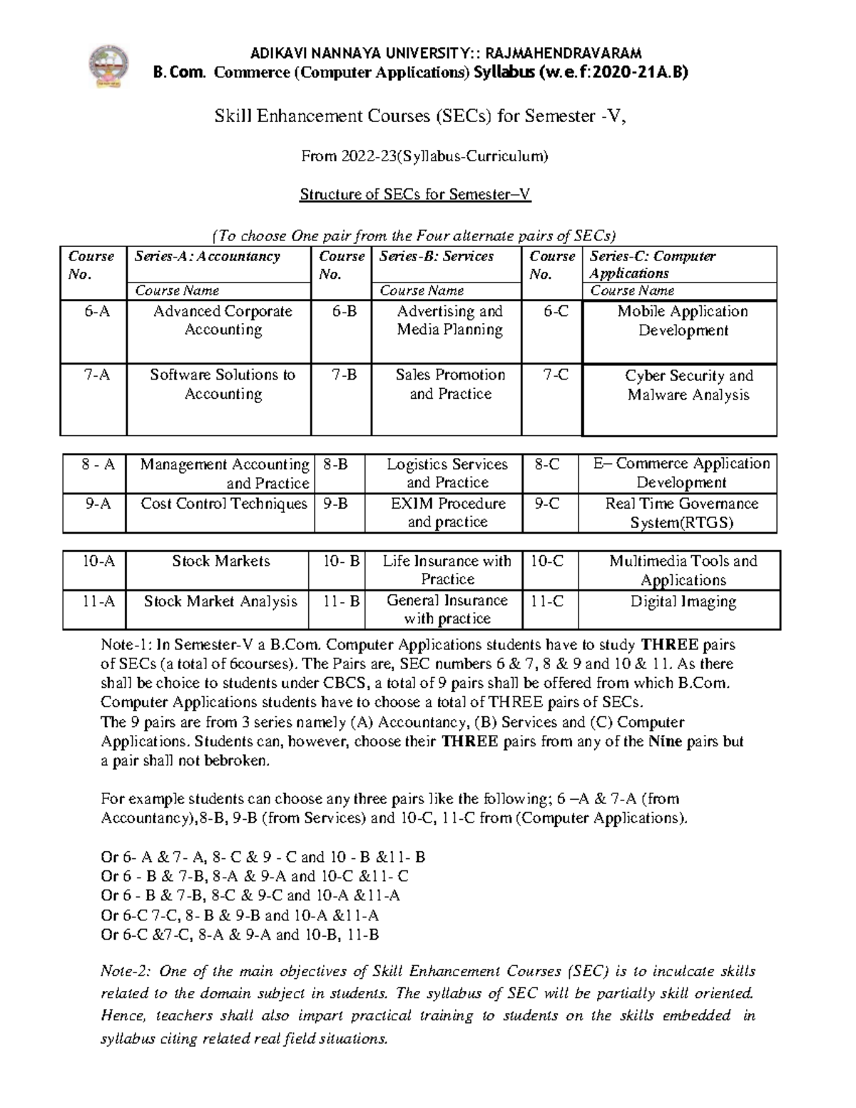 B. Com (CA) Syllabus - B. Commerce (Computer Applications) Syllabus (w ...