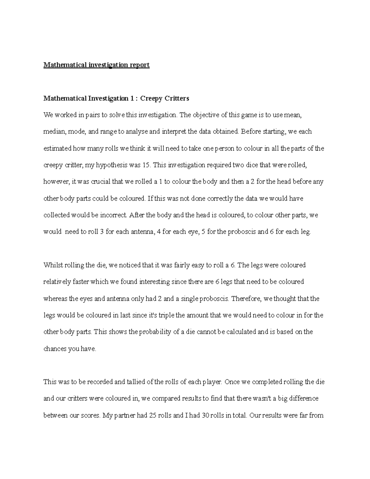 Maths invesitgation - report - Mathematical investigation report ...