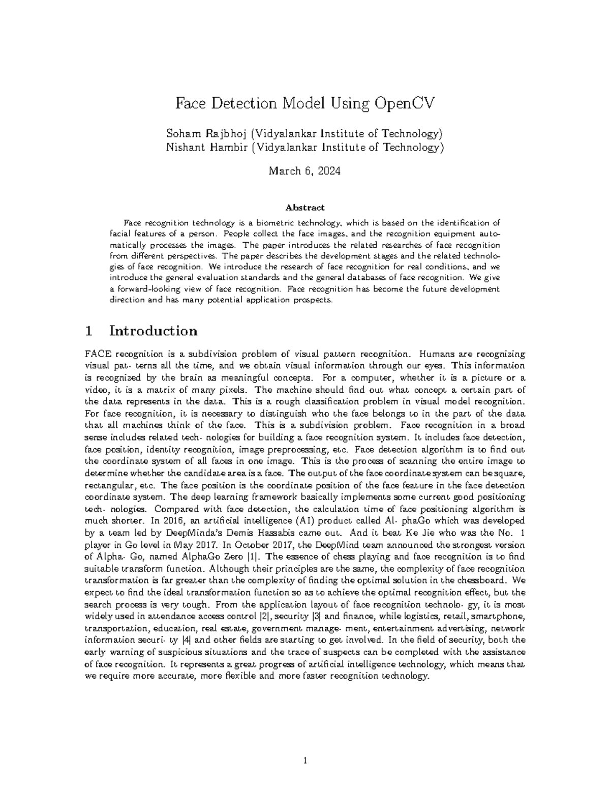 Face Recognition System - Face Detection Model Using OpenCV Soham ...