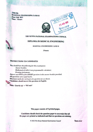 DME KNEC Question BANK - Knec past paper for biomedical engineering ...
