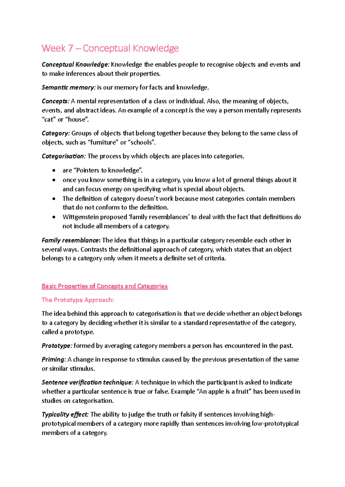 Psy301 week7 conceptual knowledge - Week 7 – Conceptual Knowledge ...