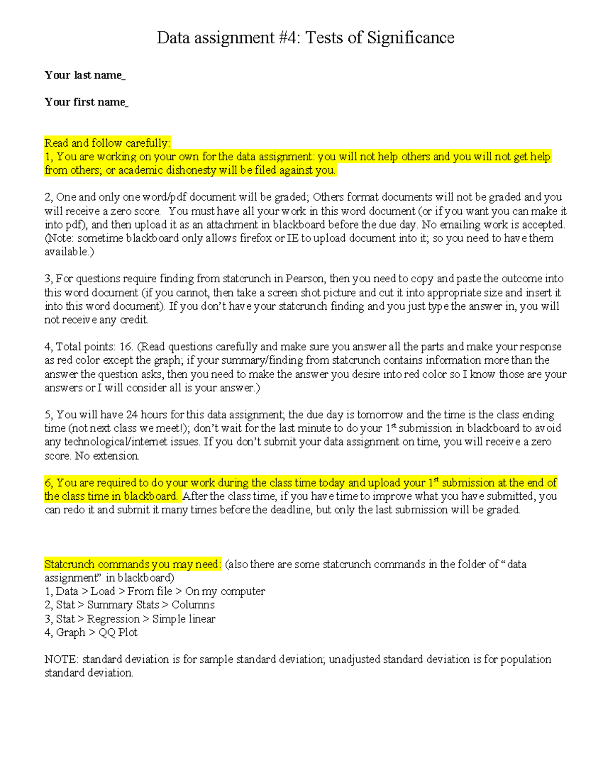 Data 4 Tests of Significance student - Data assignment #4: Tests of ...