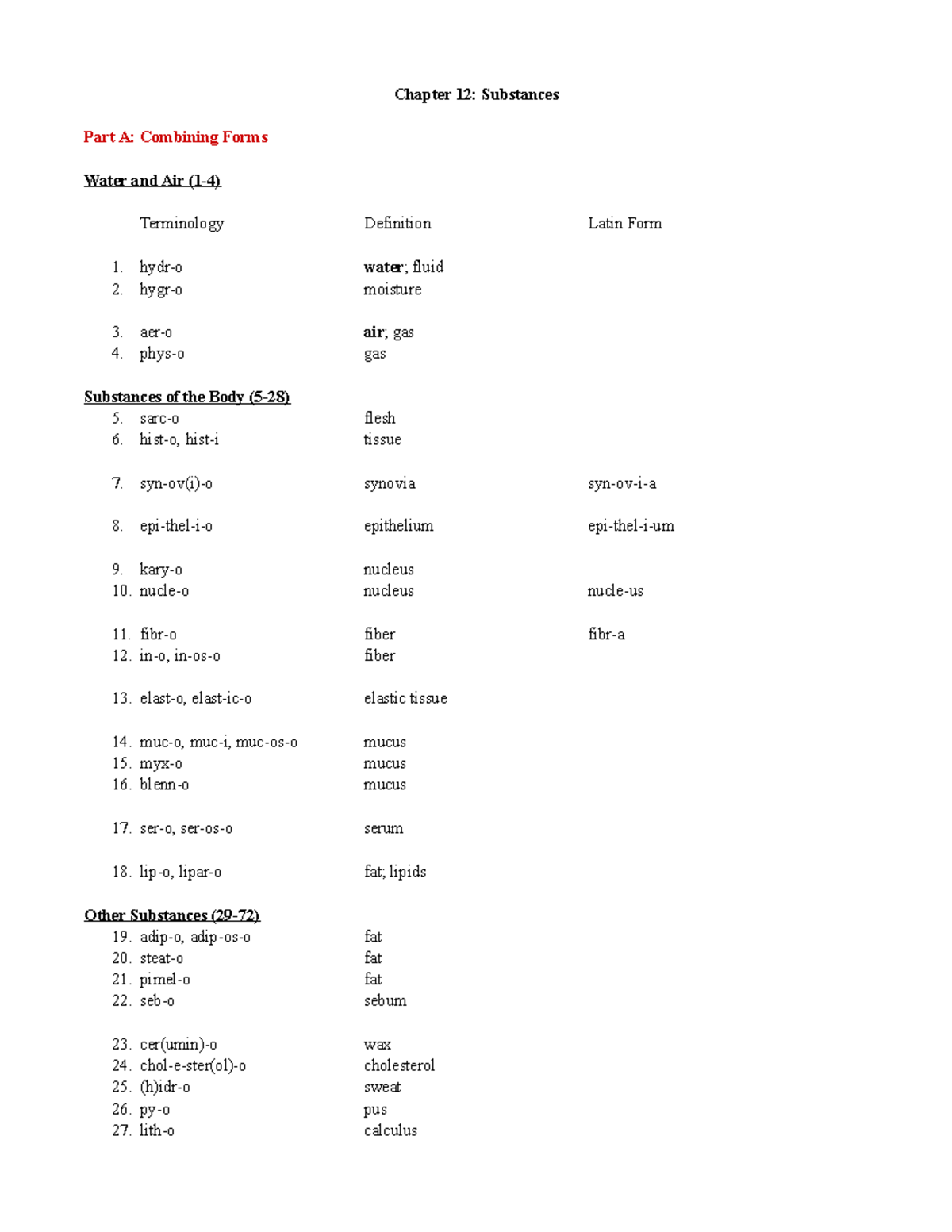 Chapter 12 Substances - Notes - Chapter 12: Substances Part A ...