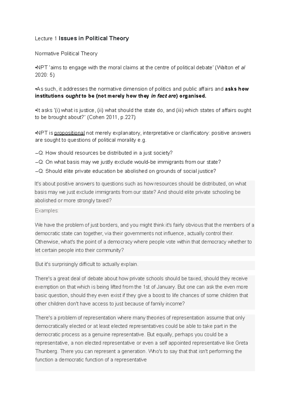 Lecture 1 Issues in Political Theory - Lecture 1 Issues in Political ...