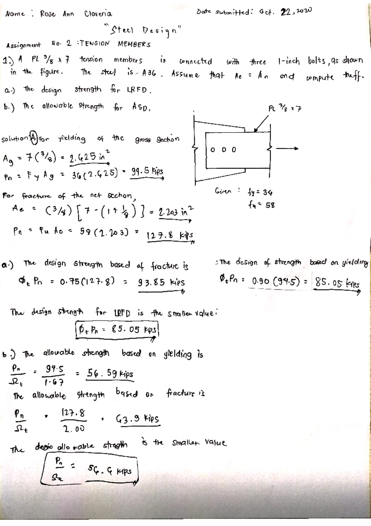 Steel design exercise - BSCE - Studocu