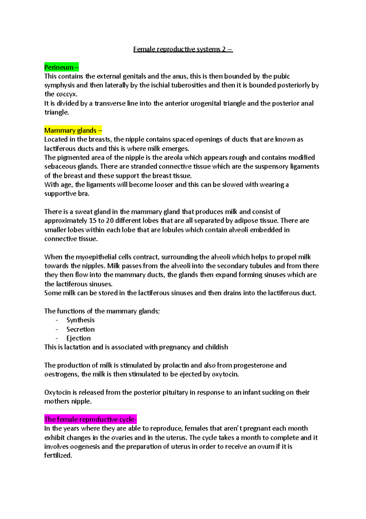 Female reproductive systems - It is divided by a transverse line into ...