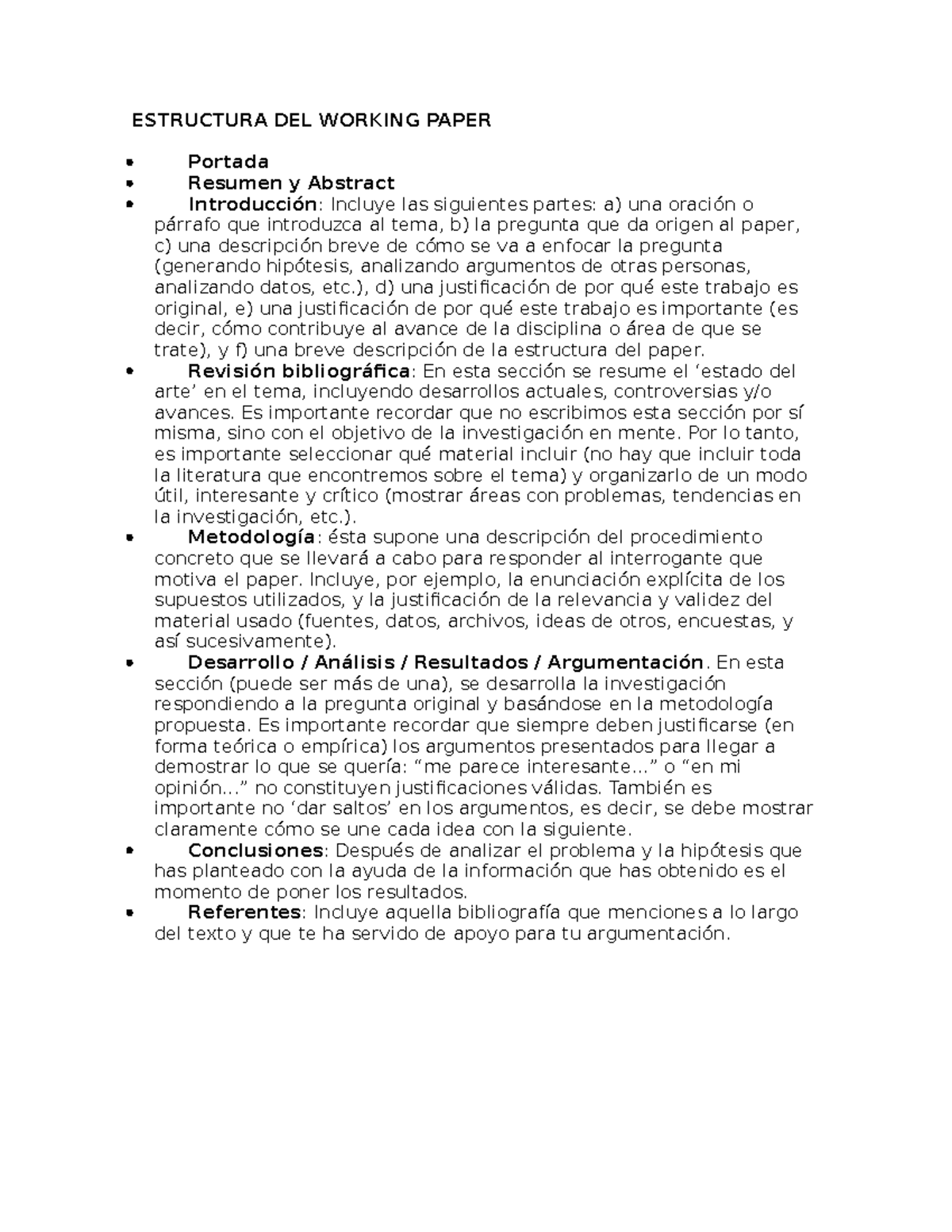 Estructura DEL Working Paper Para articulos cientificos norma apa ...