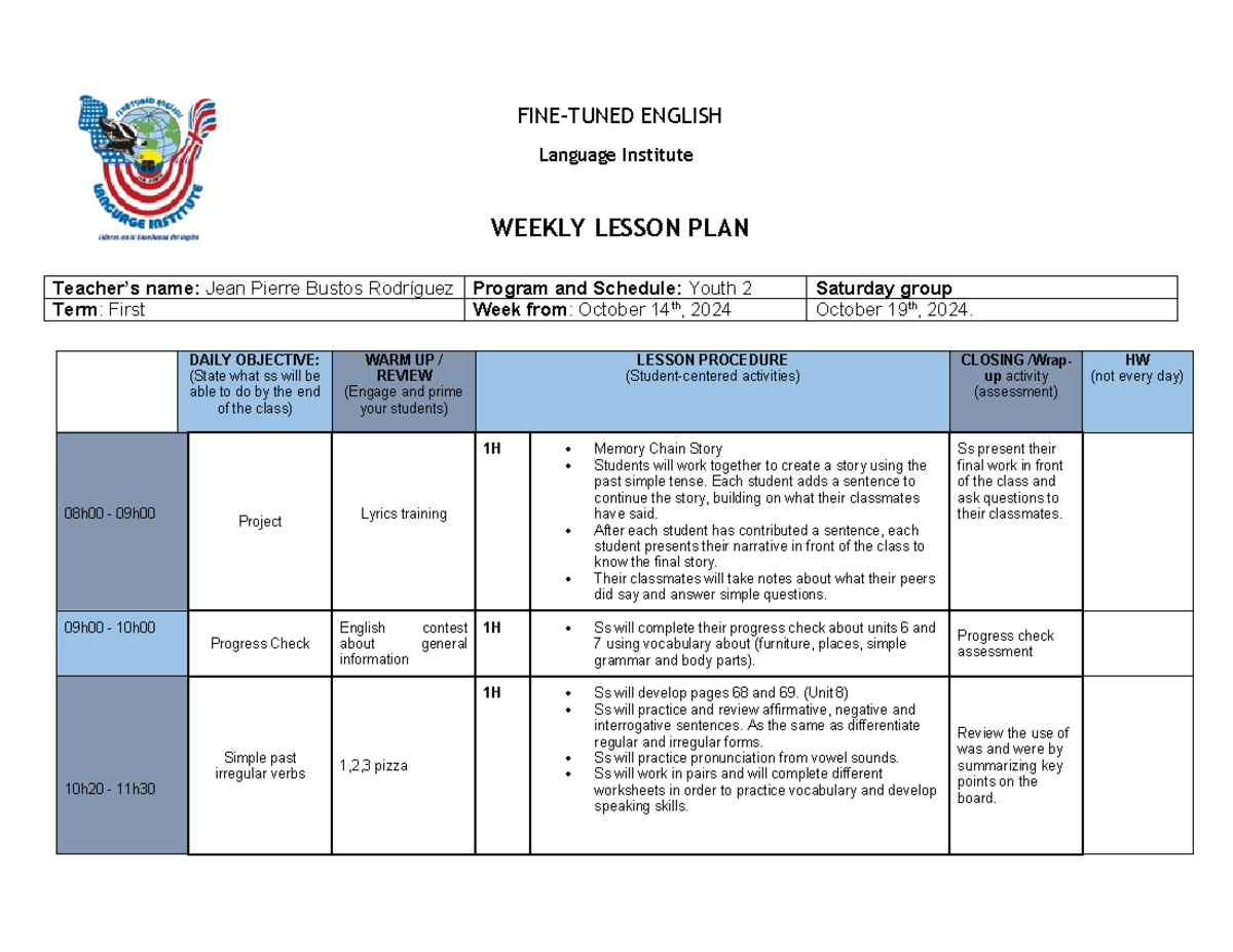 You2 - documento de apuntes - FINE-TUNED ENGLISH Language Institute ...