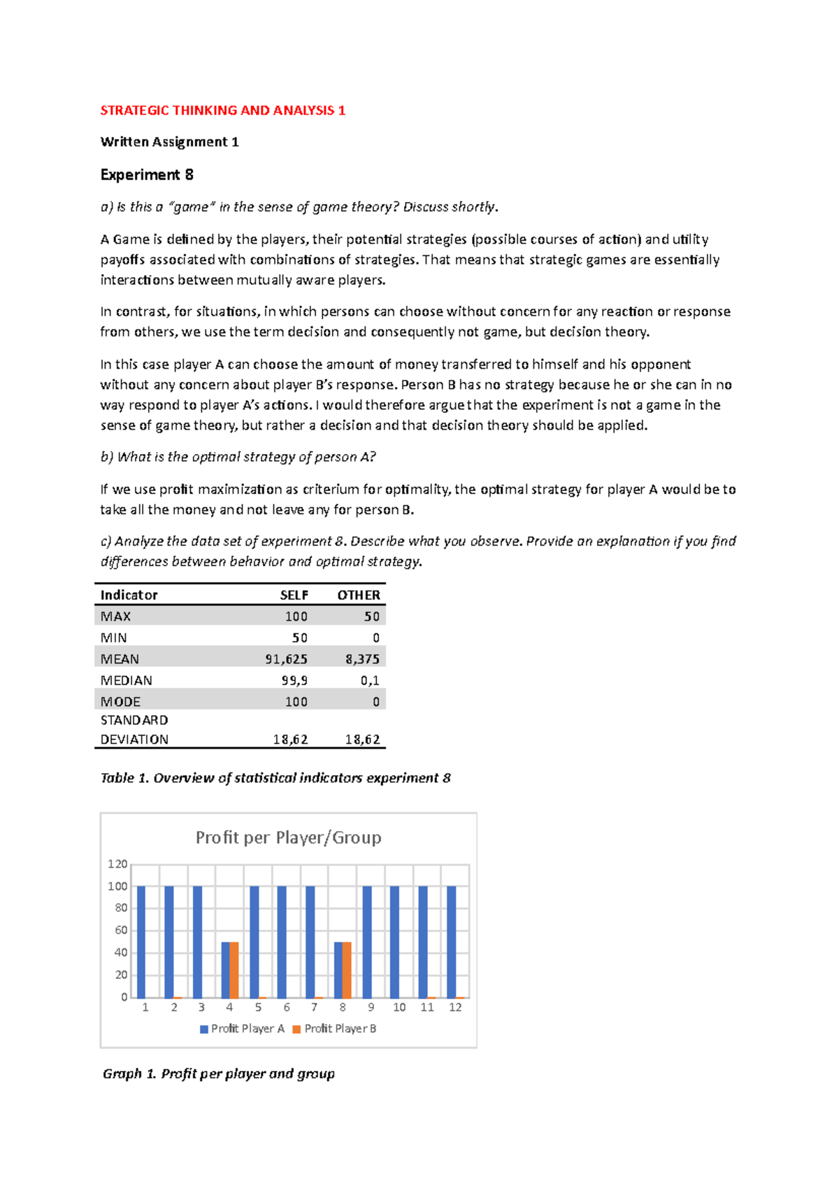 Written assignment 1 - STRATEGIC THINKING AND ANALYSIS 1 Written ...