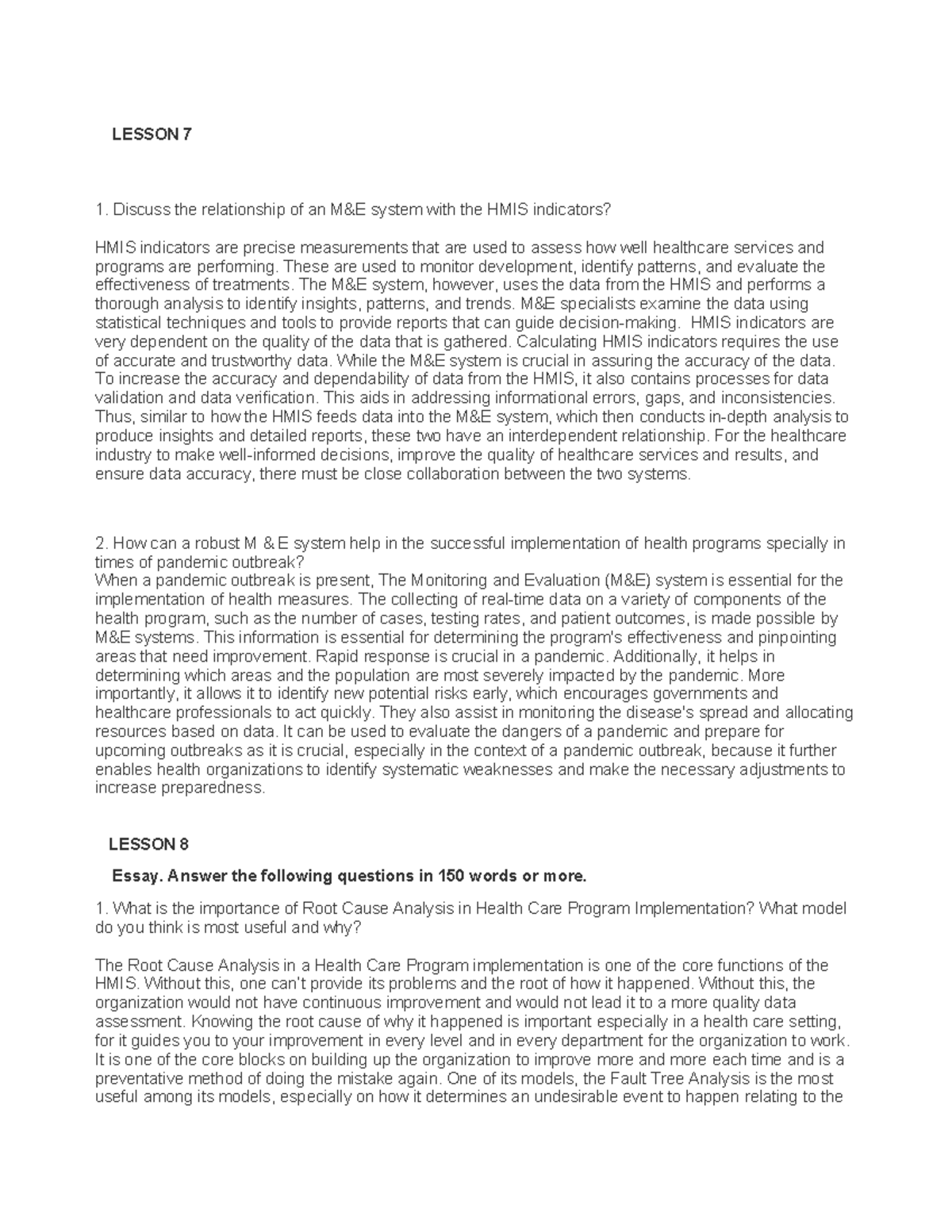 HIS Lessons 7 AND 8 - notes - LESSON 7 Discuss the relationship of an M ...