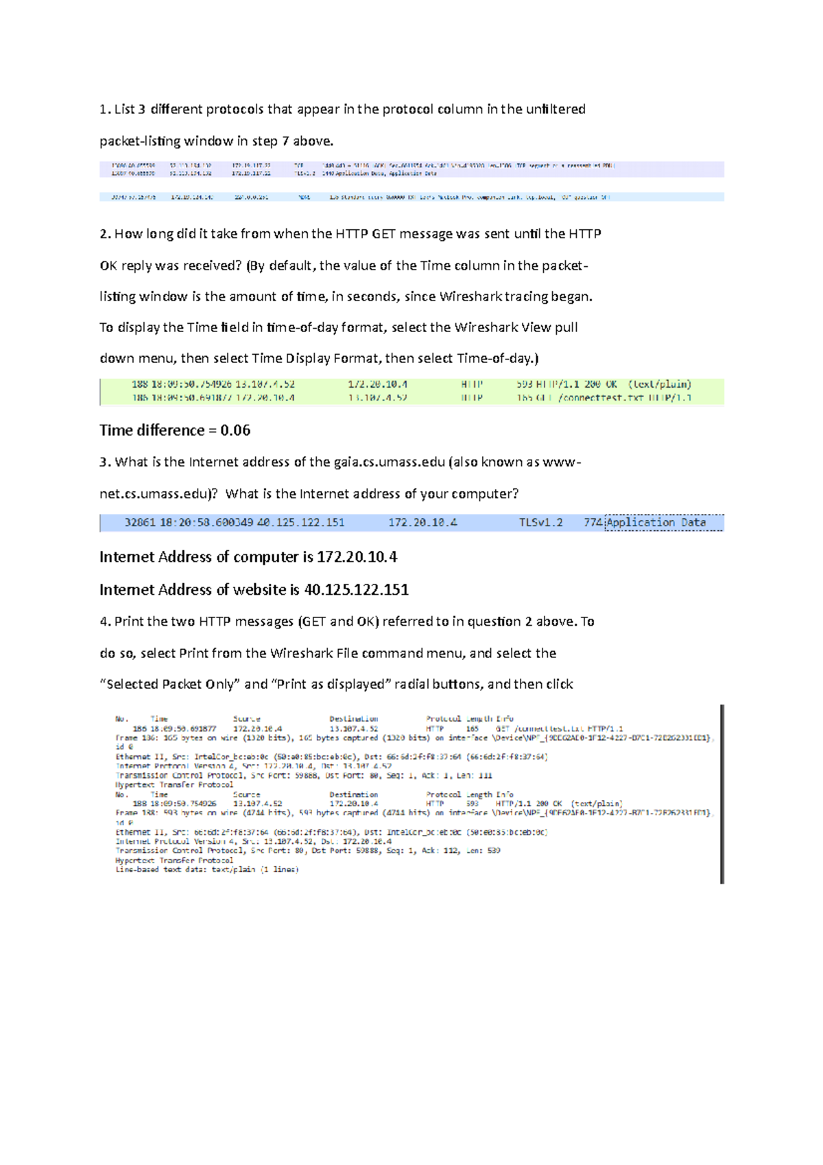 Wire Shark Hw Net Fund - List 3 different protocols that appear in the protocol column in the ...