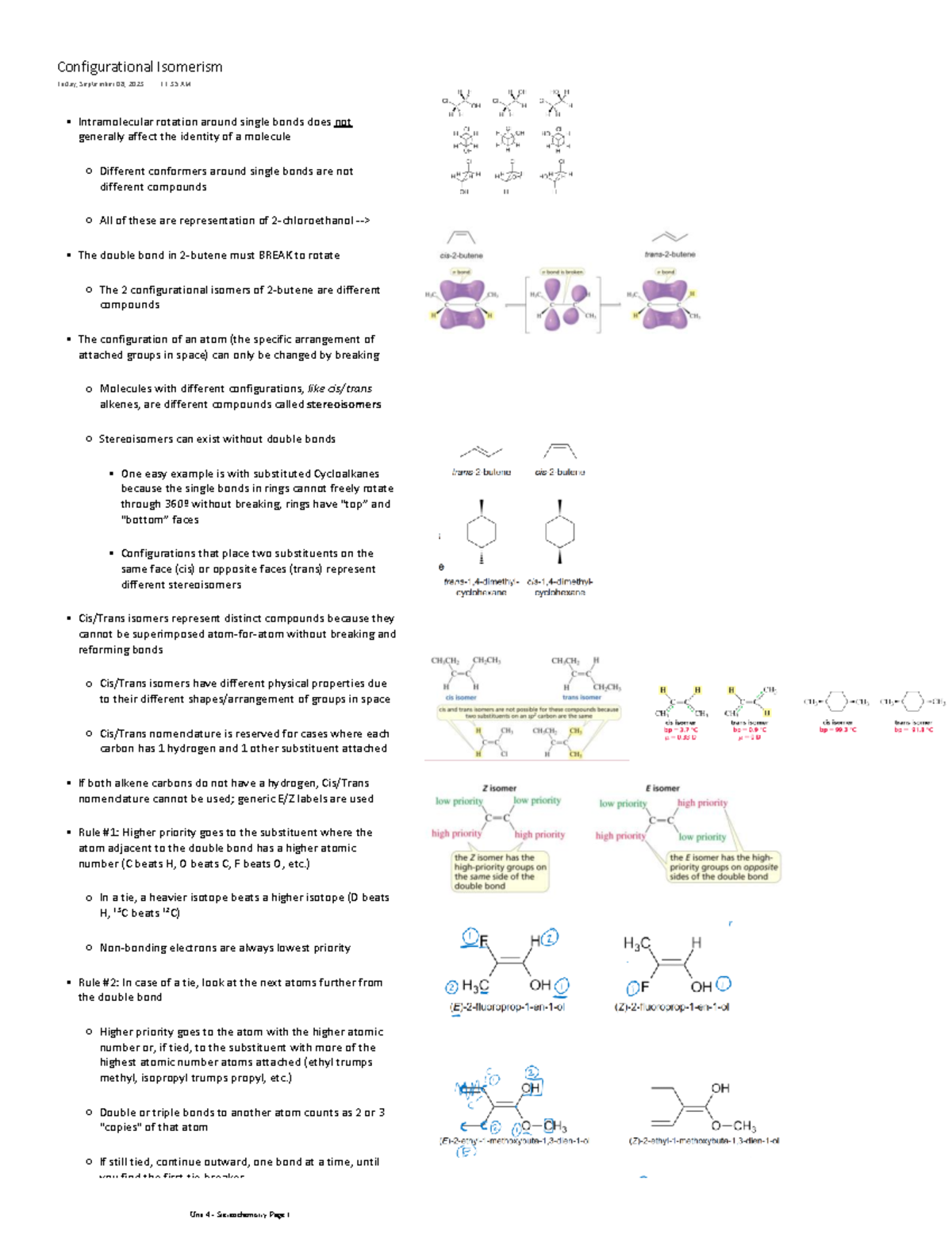 Unit 4 - Stereochemistry - Intramolecular rotation around single bonds ...