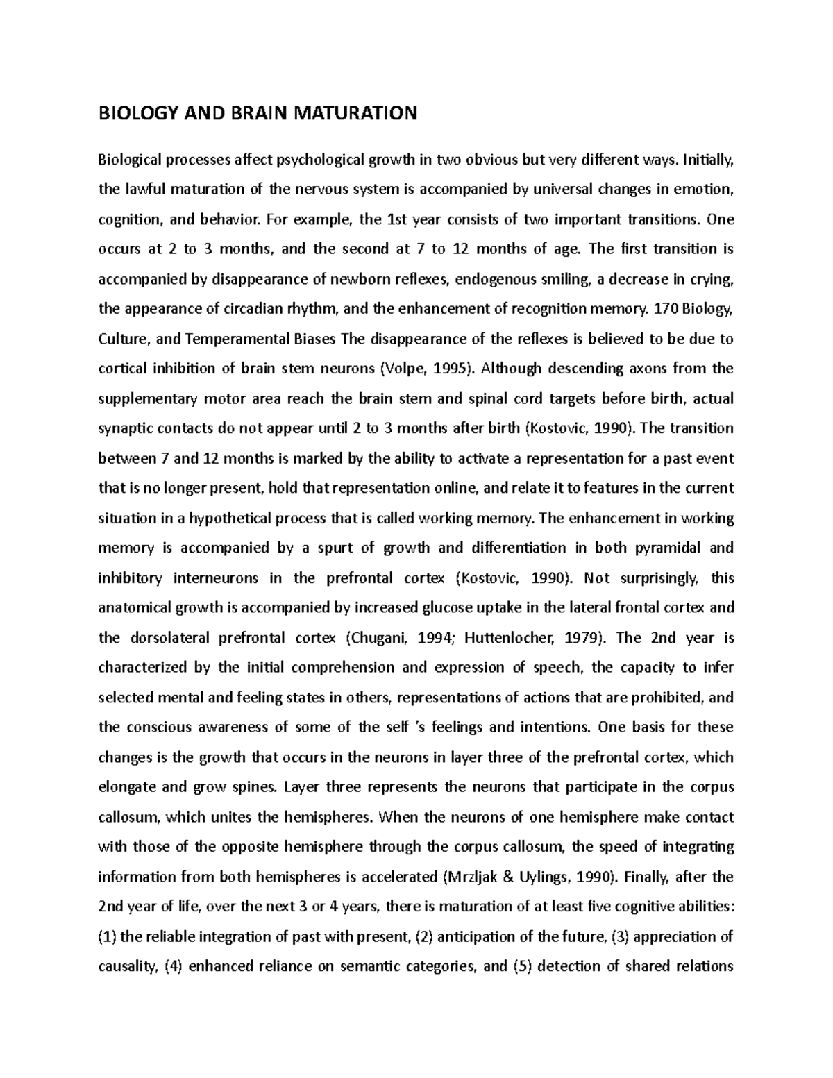 Biology AND Brain Maturation - BIOLOGY AND BRAIN MATURATION Biological ...