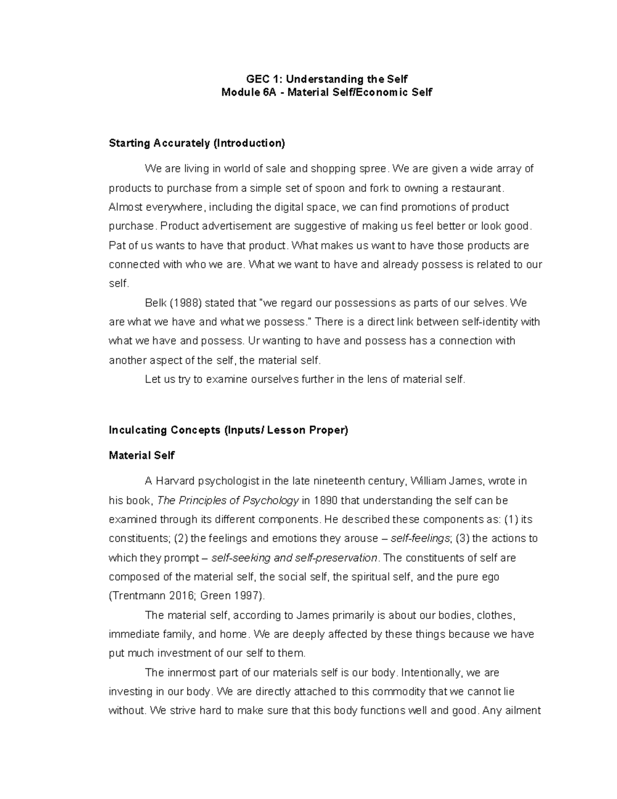Module-6 - Effective module - GEC 1: Understanding the Self Module 6A ...