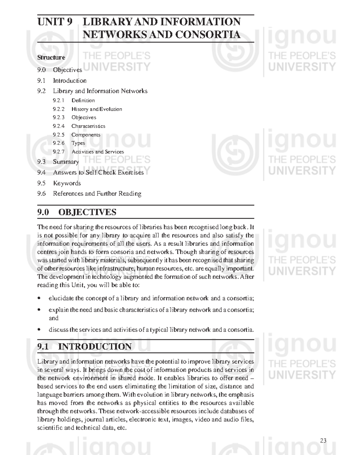 Unit-9 - IGNOU - Resource Sharing UNIT 9 LIBRARY AND INFORMATION NETWORKS AND CONSORTIA ...