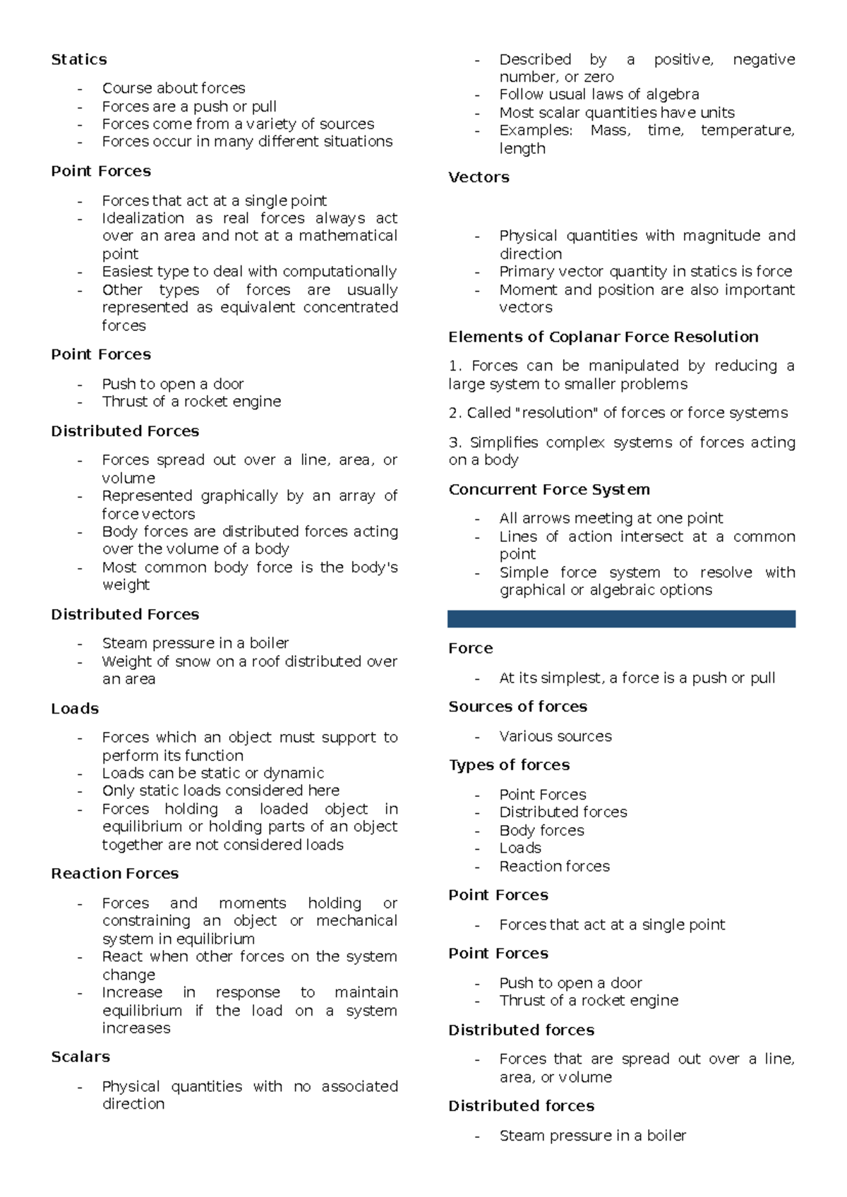 Statics (RAW) - random - Statics - Course about forces - Forces are a ...