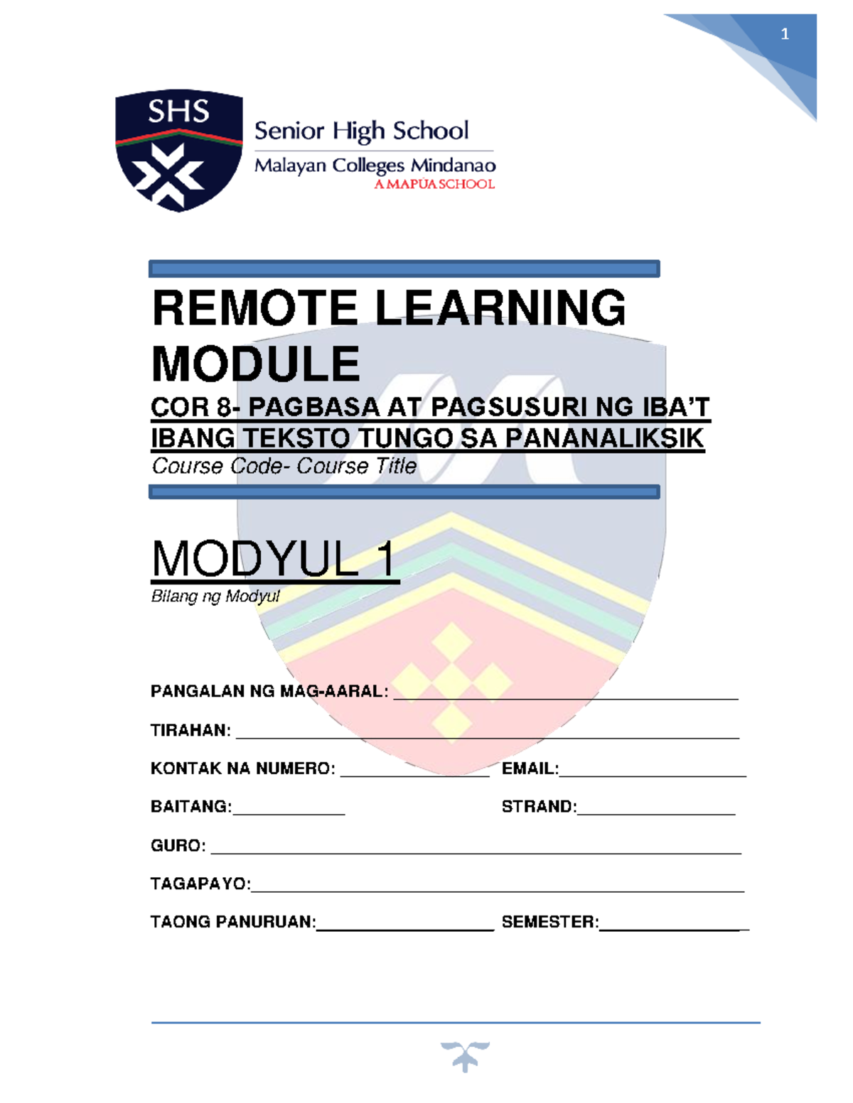 COR8 - Pagbasa AT Pagsusuri NG IBA'T- Ibang Teksto Tungo SA ...