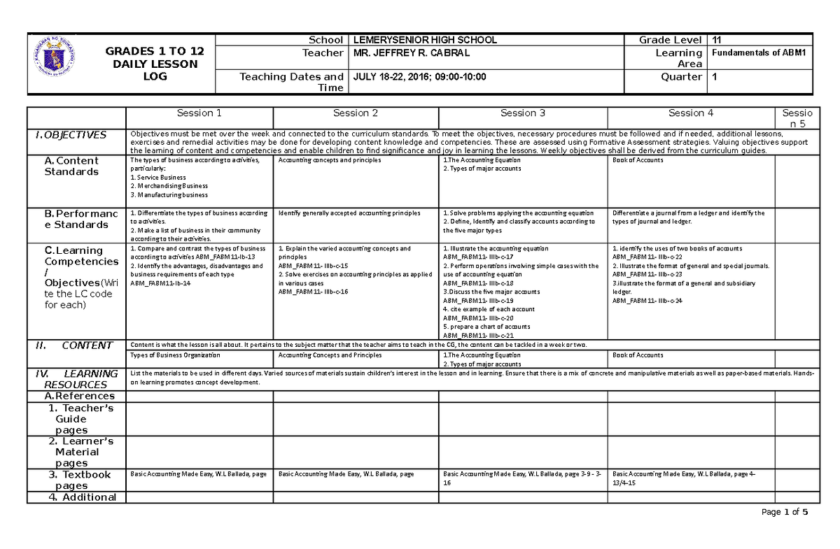 Finaldllweek 4 - DLL - GRADES 1 TO 12 DAILY LESSON LOG School ...