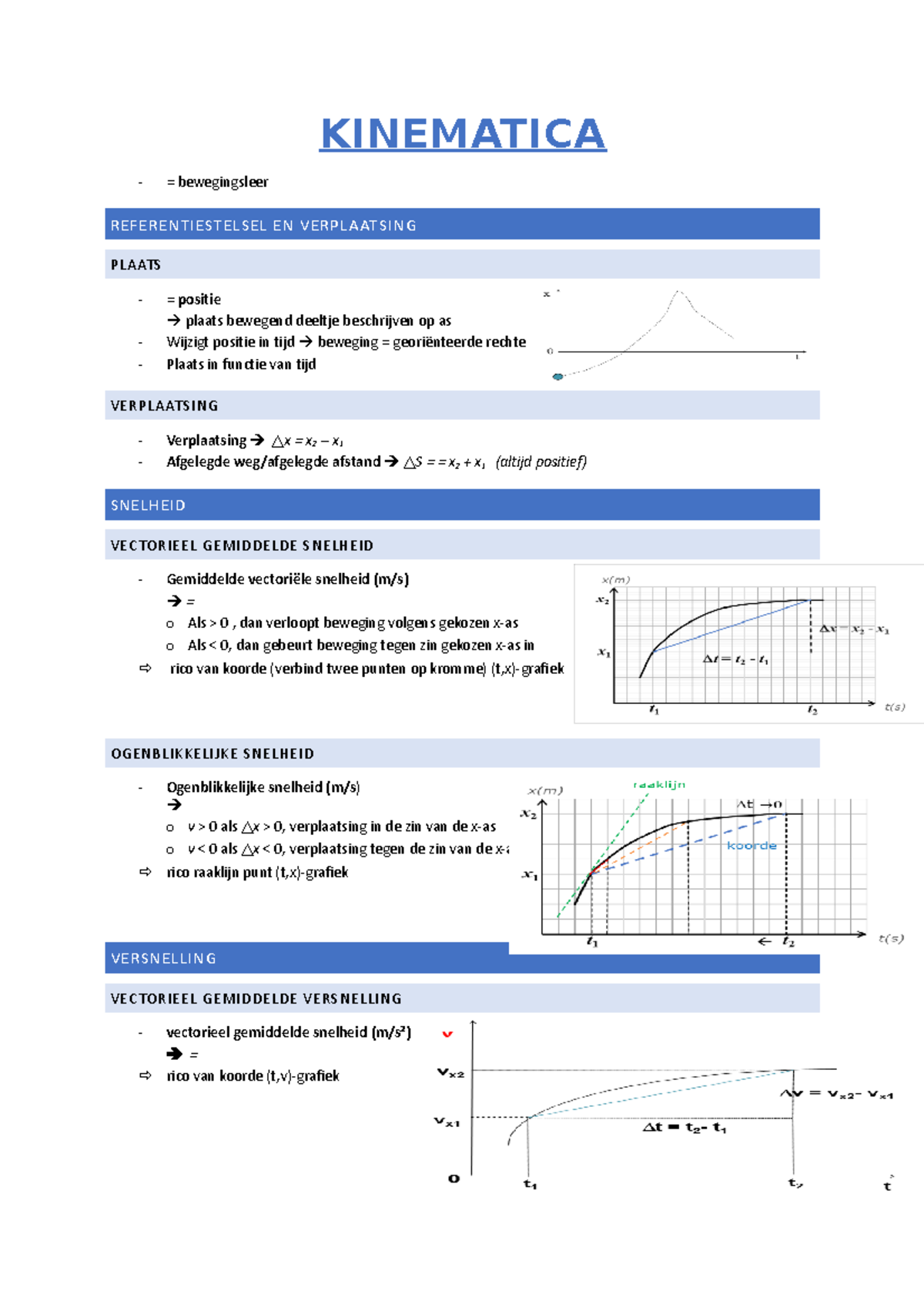 H2 - fysica H2 - KINEMATICA = bewegingsleer REFERENTIESTELSEL EN VERPLAATSING PLAATS = positie ...