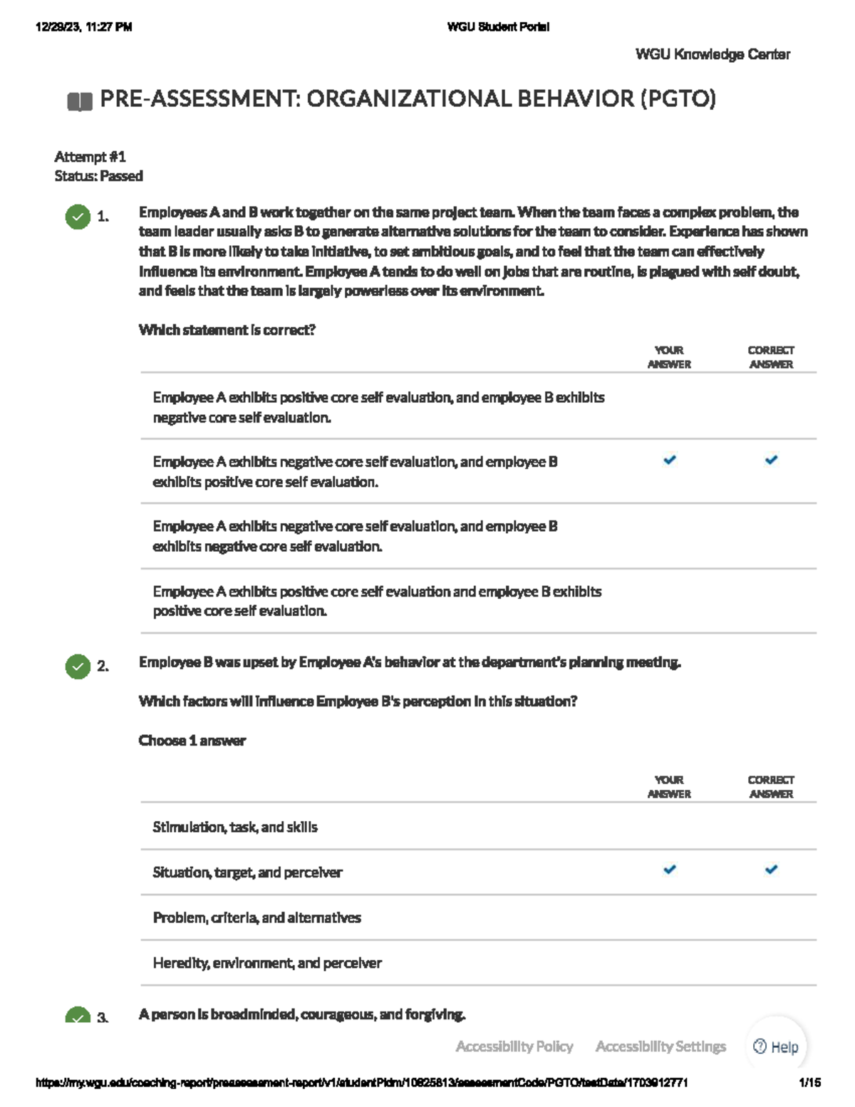 Pre assessment org behavior - D175 - Studocu