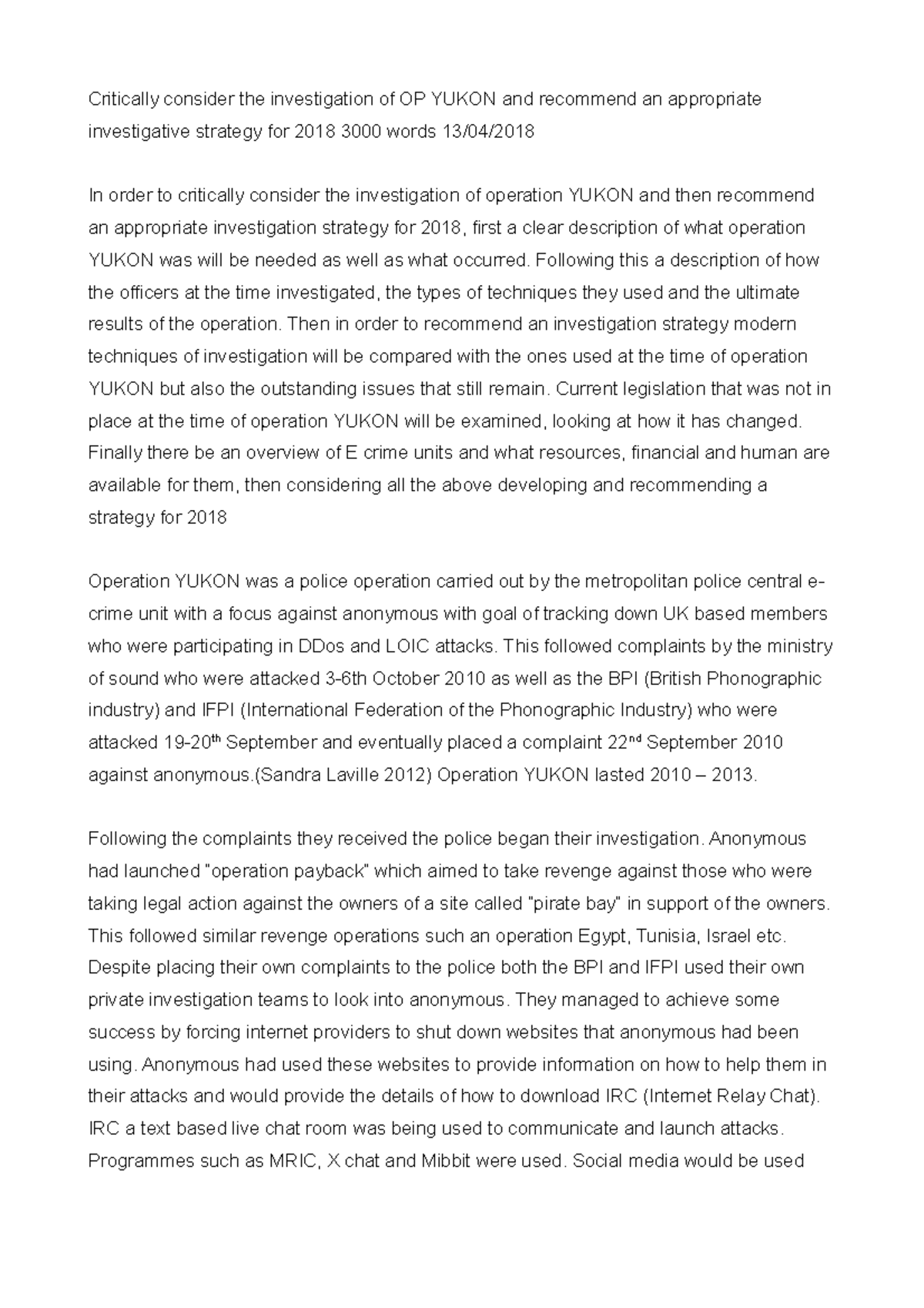 Cybercrime assignment 3000 words op yukon - Critically consider the ...