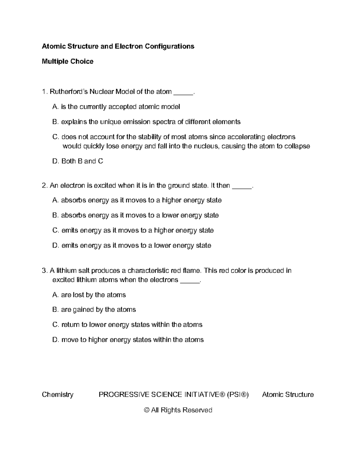 Chem atomic-structure-multiple-choice-review 2022-03-01 - Chemistry ...