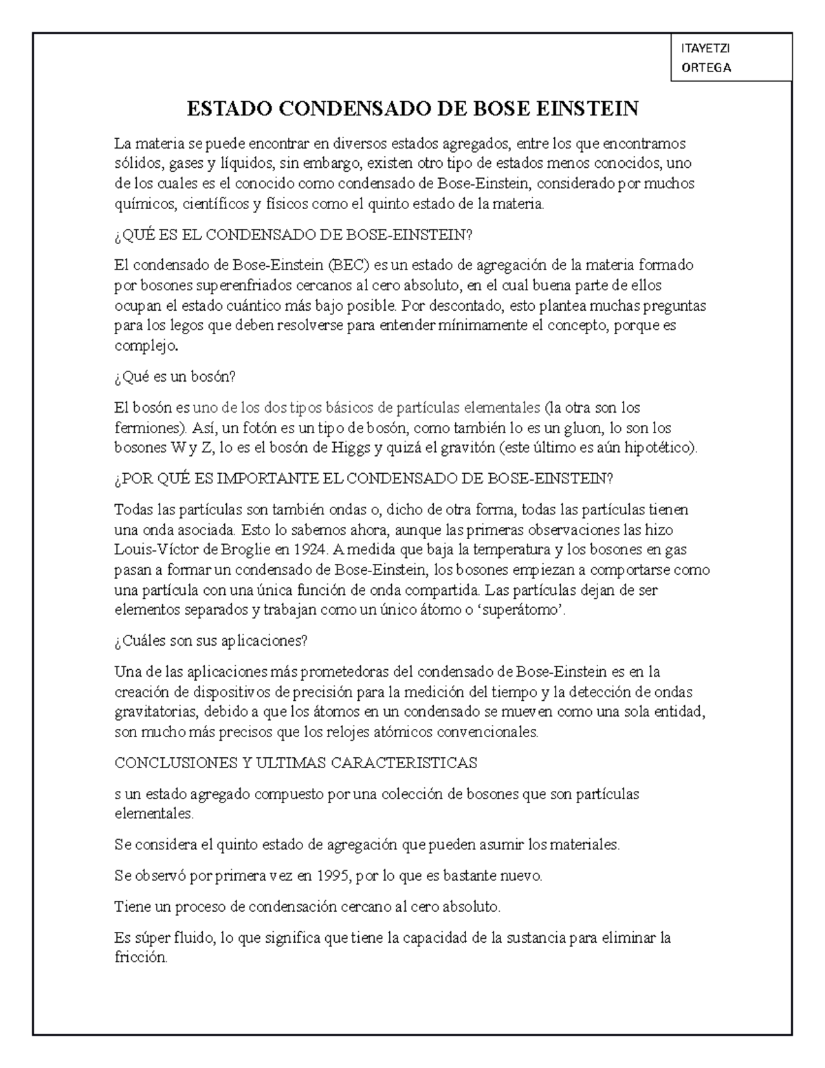 Estado Condensado DE BOSE Einstein - ESTADO CONDENSADO DE BOSE EINSTEIN ...