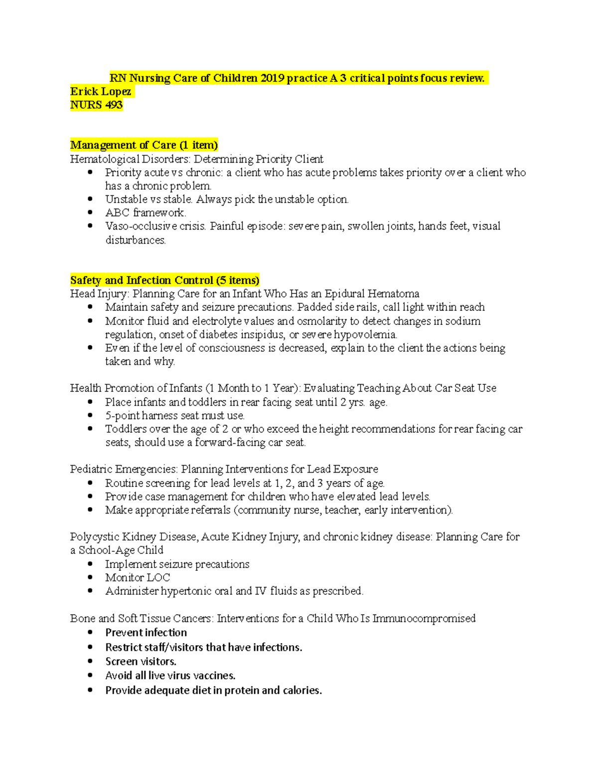 2019 RN nursing care of children 3 critical points integrations wk 5 ...