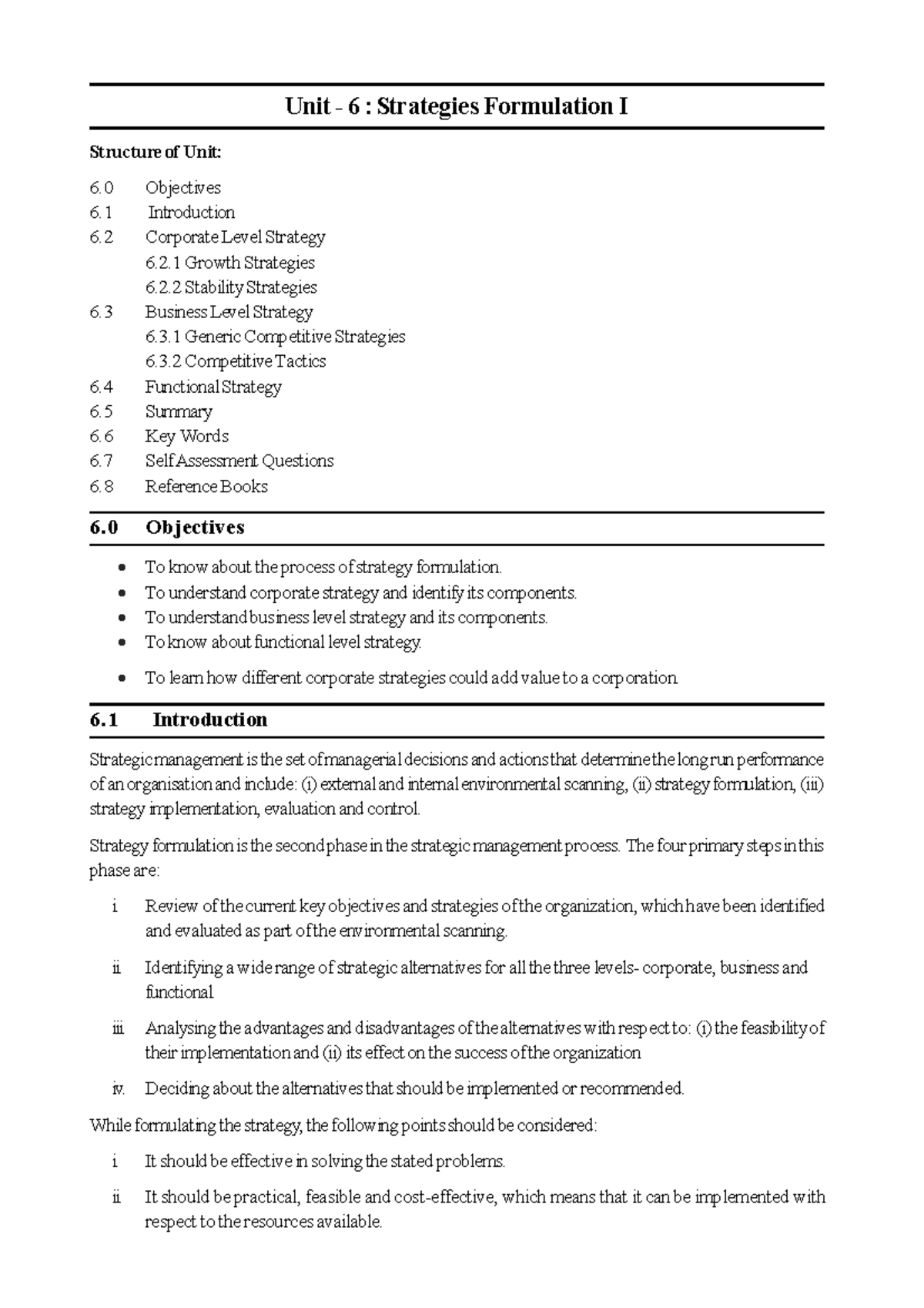 Strategies Formulation I - 2 Growth Strategies 6.2 Stability Strategies ...