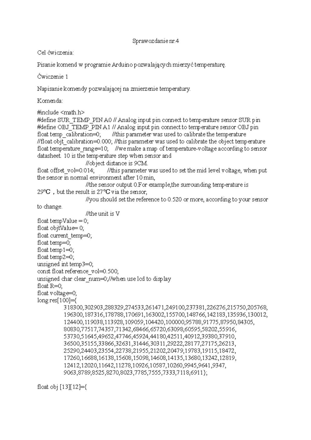 Spr diagnostyka 4 - ... - Sprawozdanie nr. Cel ćwiczenia: Pisanie ...