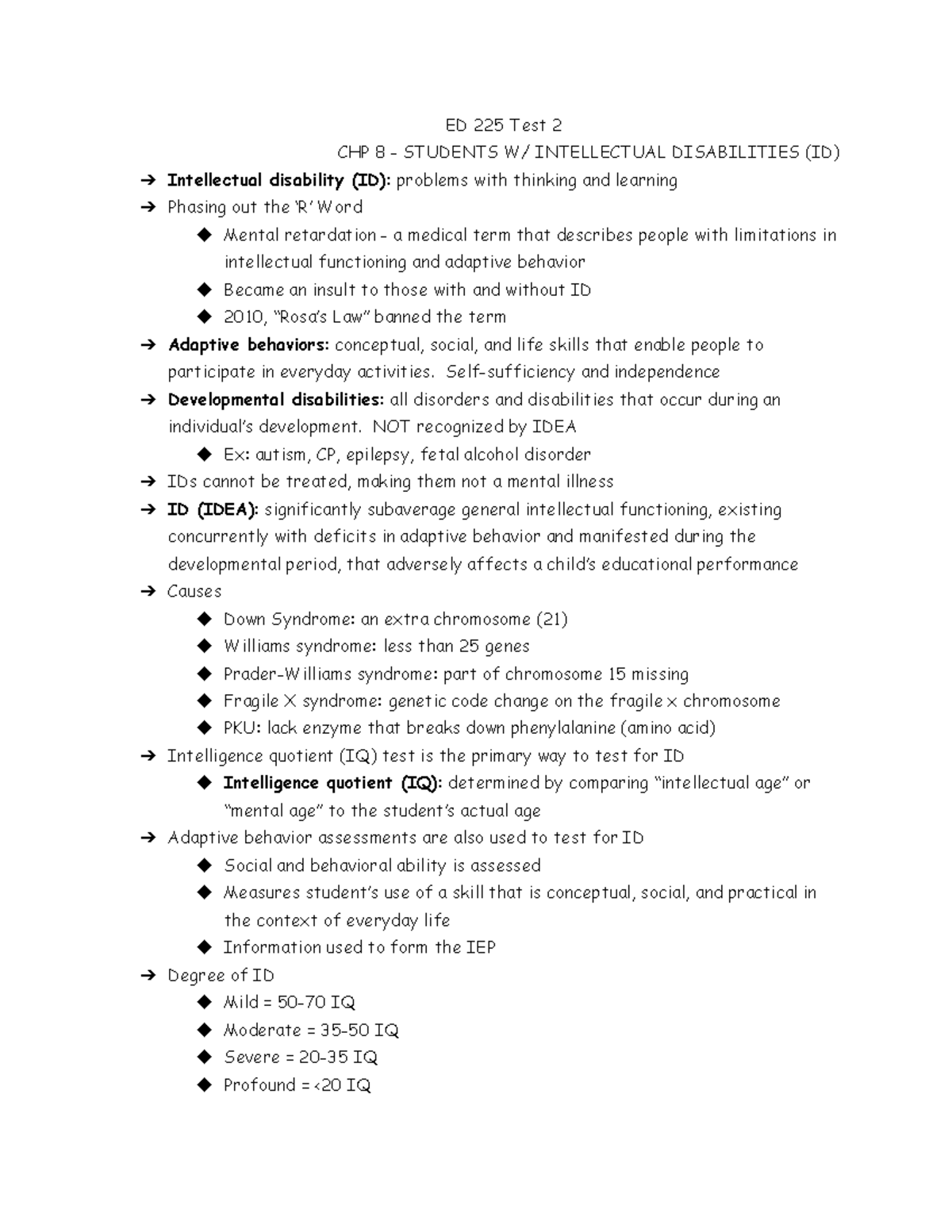 Official ED 225 Test 2 - Exceptional Child with Cherup - ED 225 Test 2 ...
