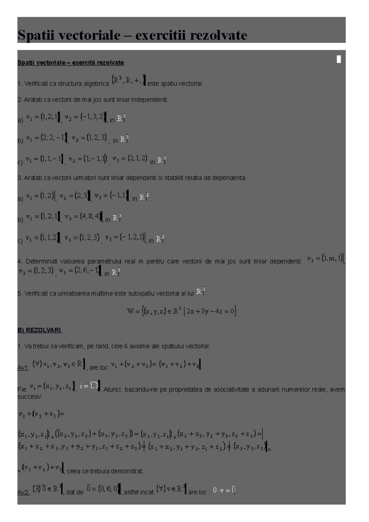 237648484-Spatii-vectoriale - Spatii vectoriale – exercitii rezolvate ...