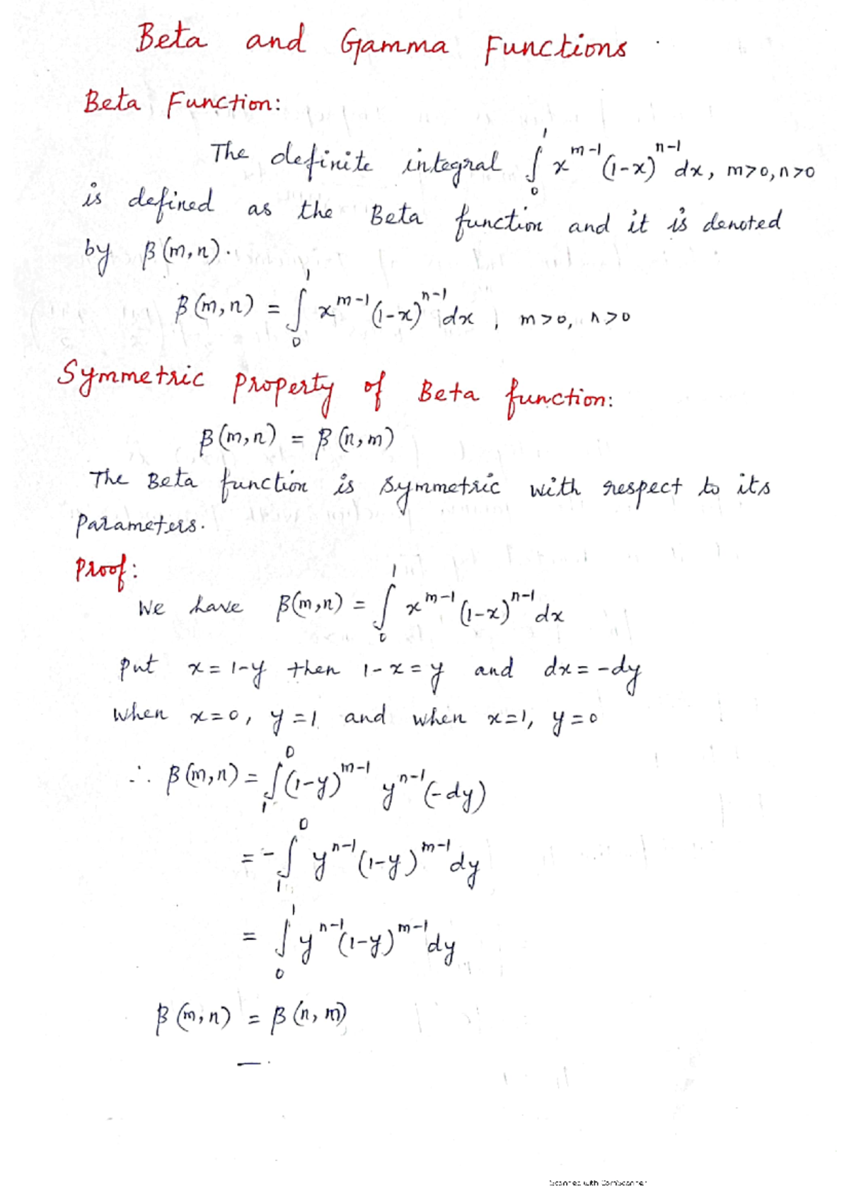 Beta and Gamma Functions - Calculus and Linear Algebra - Studocu