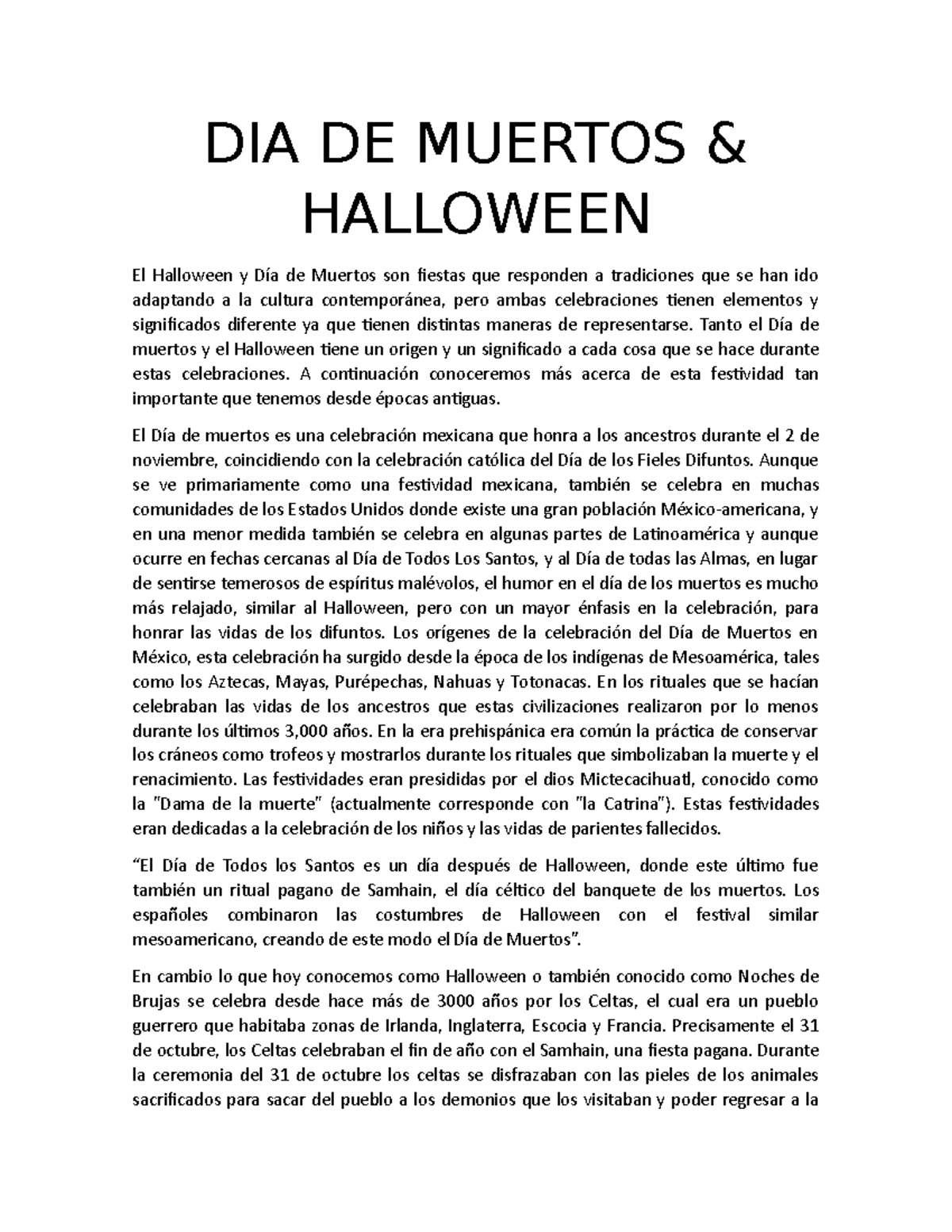 DIA DE Muertos - Nota: 10 - DIA DE MUERTOS & HALLOWEEN El Halloween y ...
