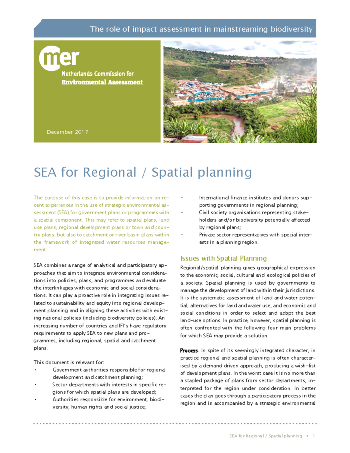 NCEA - CBD SEA spatial planning - SEA for Regional / Spatial planning ...