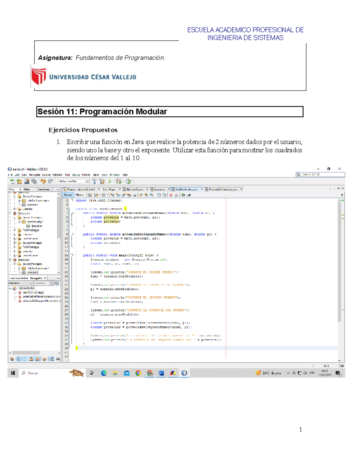 Guía Lkasfklboratorio 11 - Sesión 11: Programación Modular Ejercicios ...