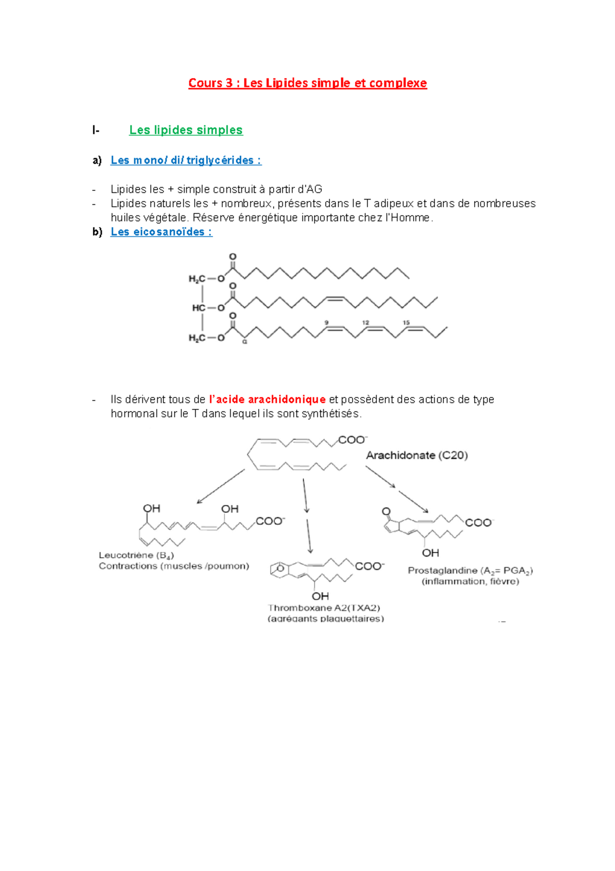 Biochimie - Lipides Simples et Complexes - Cours 3 : Les Lipides simple ...