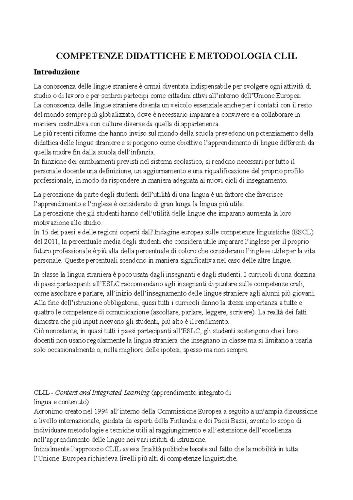 Competenze Didattiche E Metodologia CLIL - COMPETENZE DIDATTICHE E ...