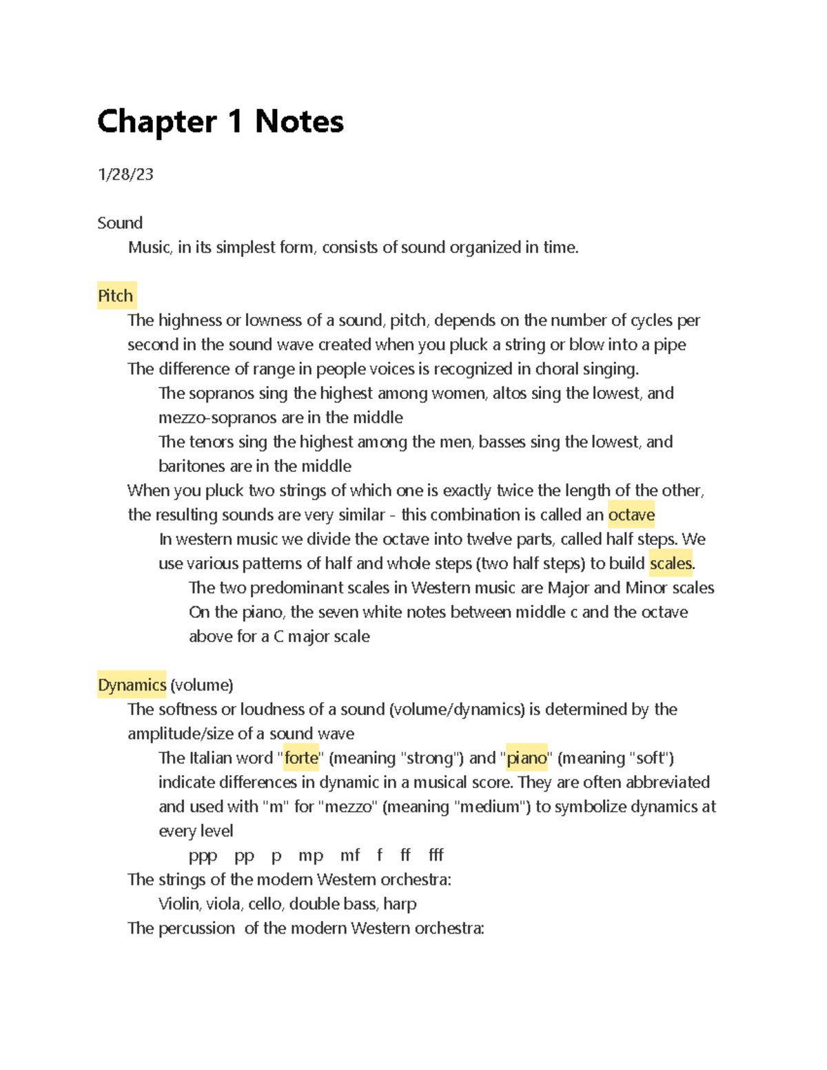 Chapter 1 Notes - Introduction to Music Literature and History 120 ...