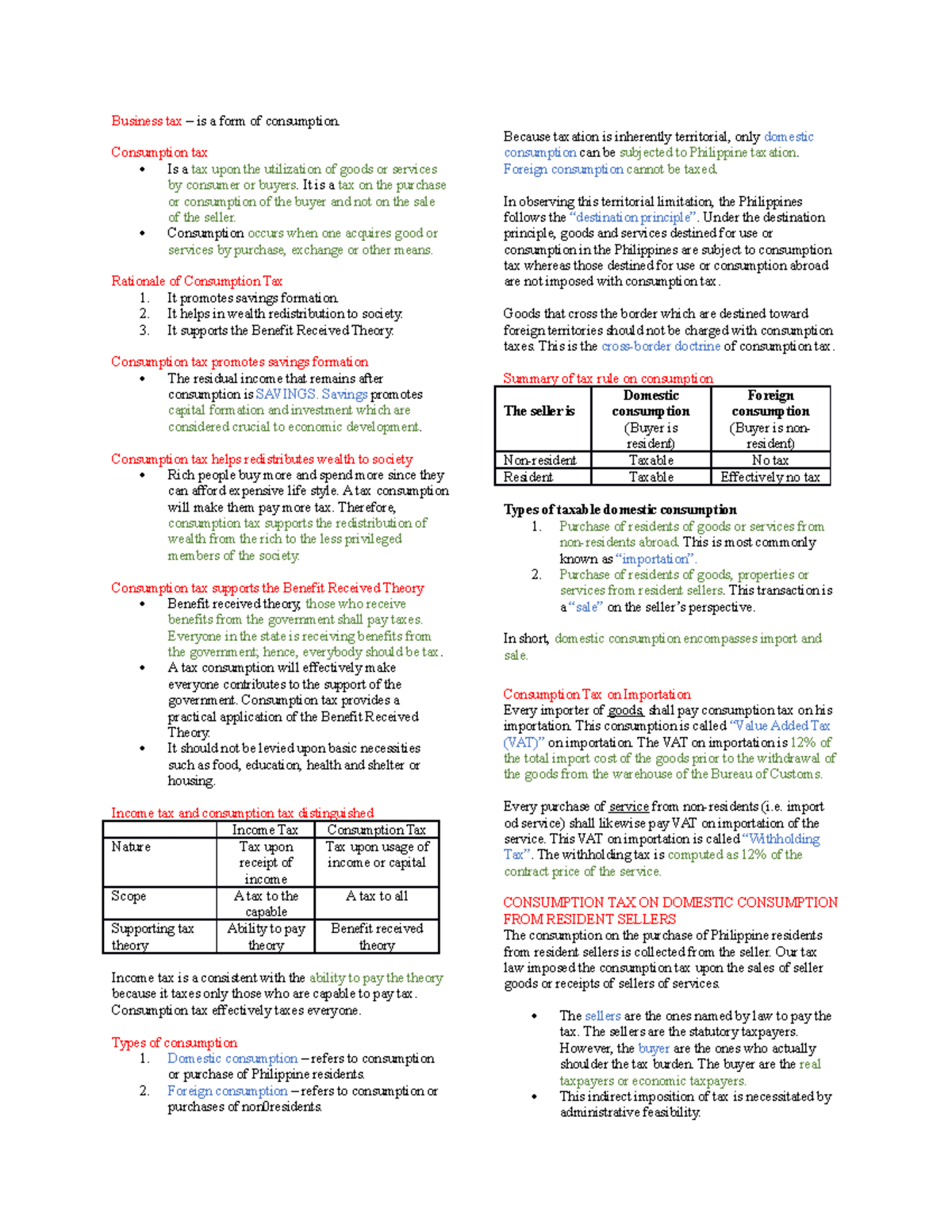 Introduction TO Consumption Taxes - Business tax – is a form of ...