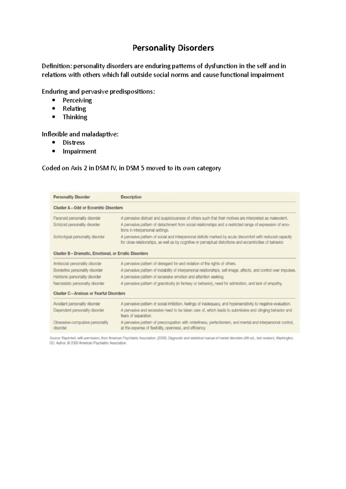 Week 10 - Personality Disorders - Personality Disorders Definition ...