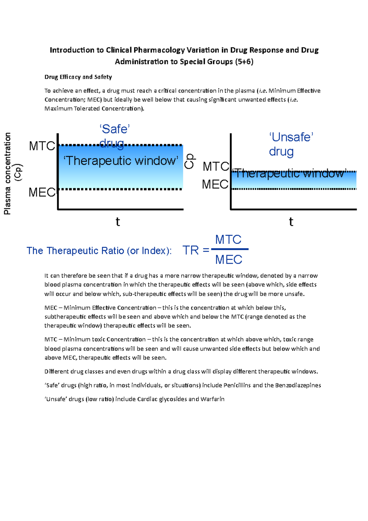 Introduction to Clinical Pharmacology (5+6) - Minimum Effective ...