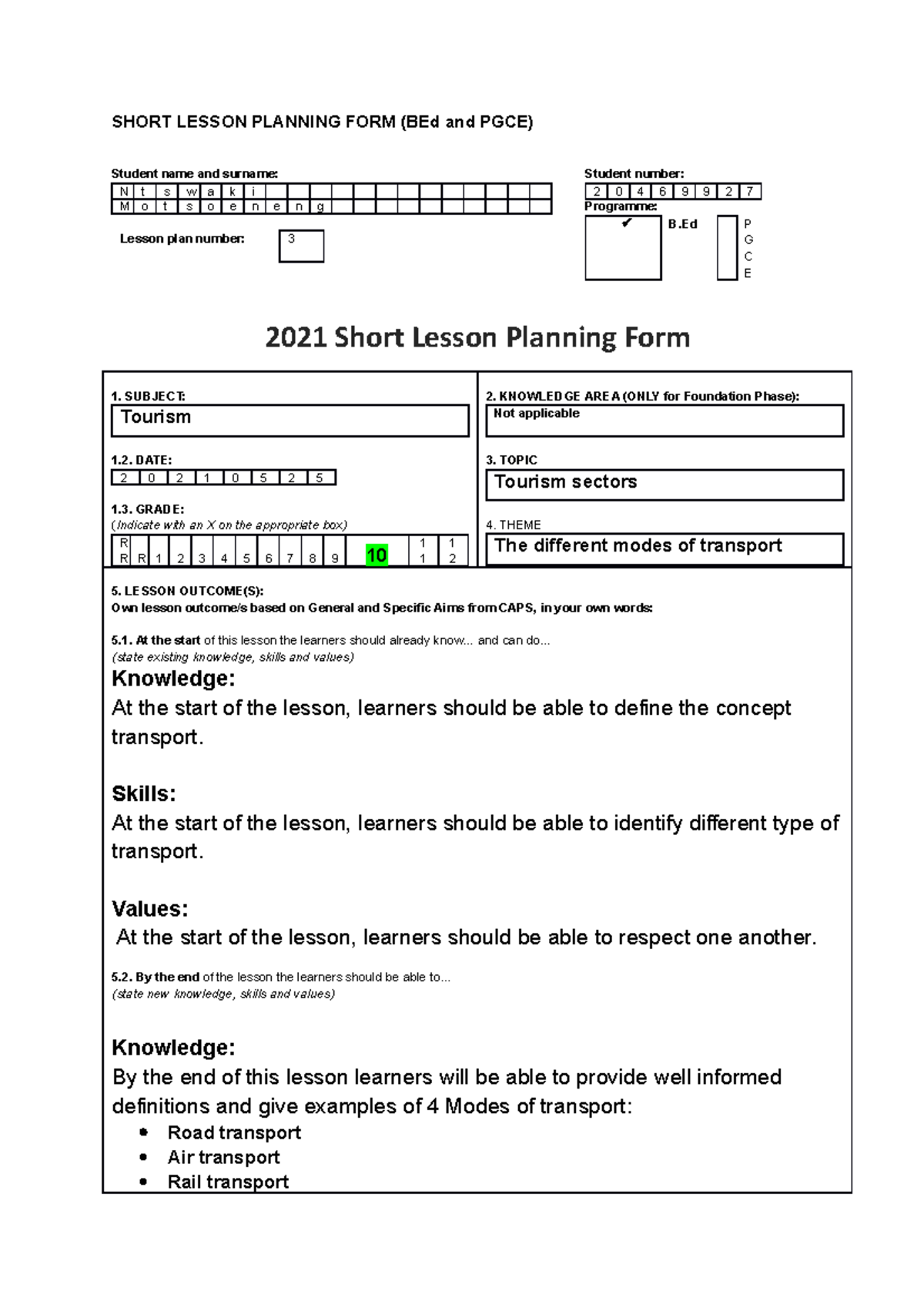 Short lesson plan - This file will help you pass EFK210, the file ...