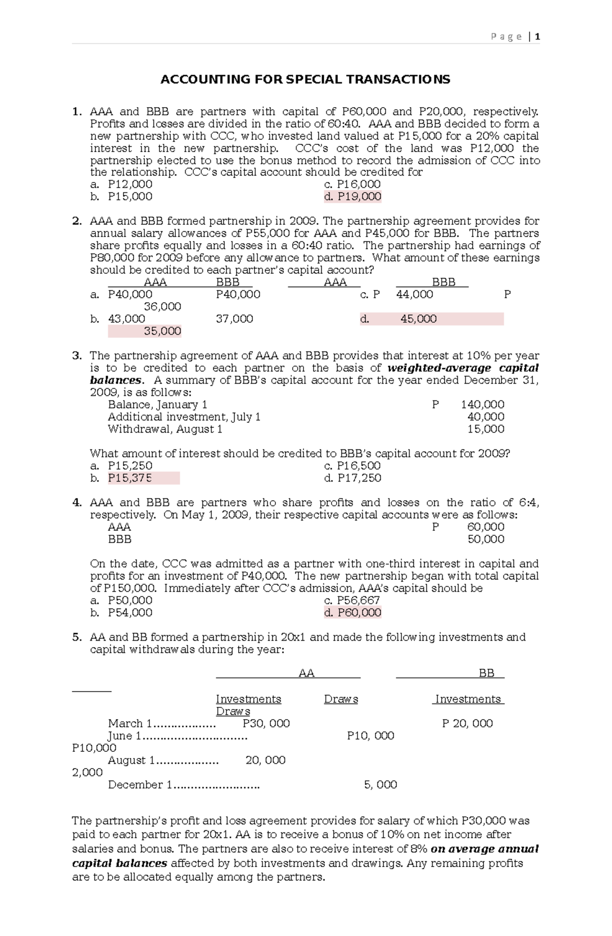 Partnership and Corporation - ACCOUNTING FOR SPECIAL TRANSACTIONS 1 ...