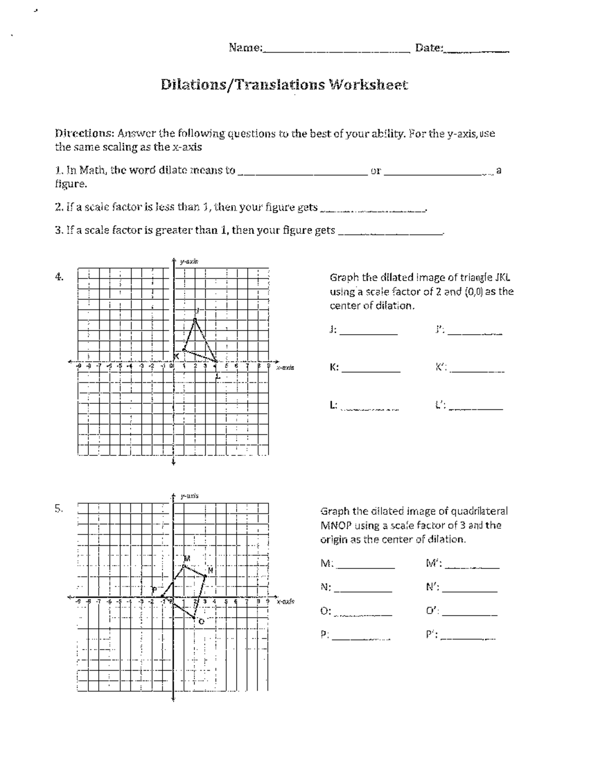 Dilations practice - khygn bhgf - GLY 150 - Studocu