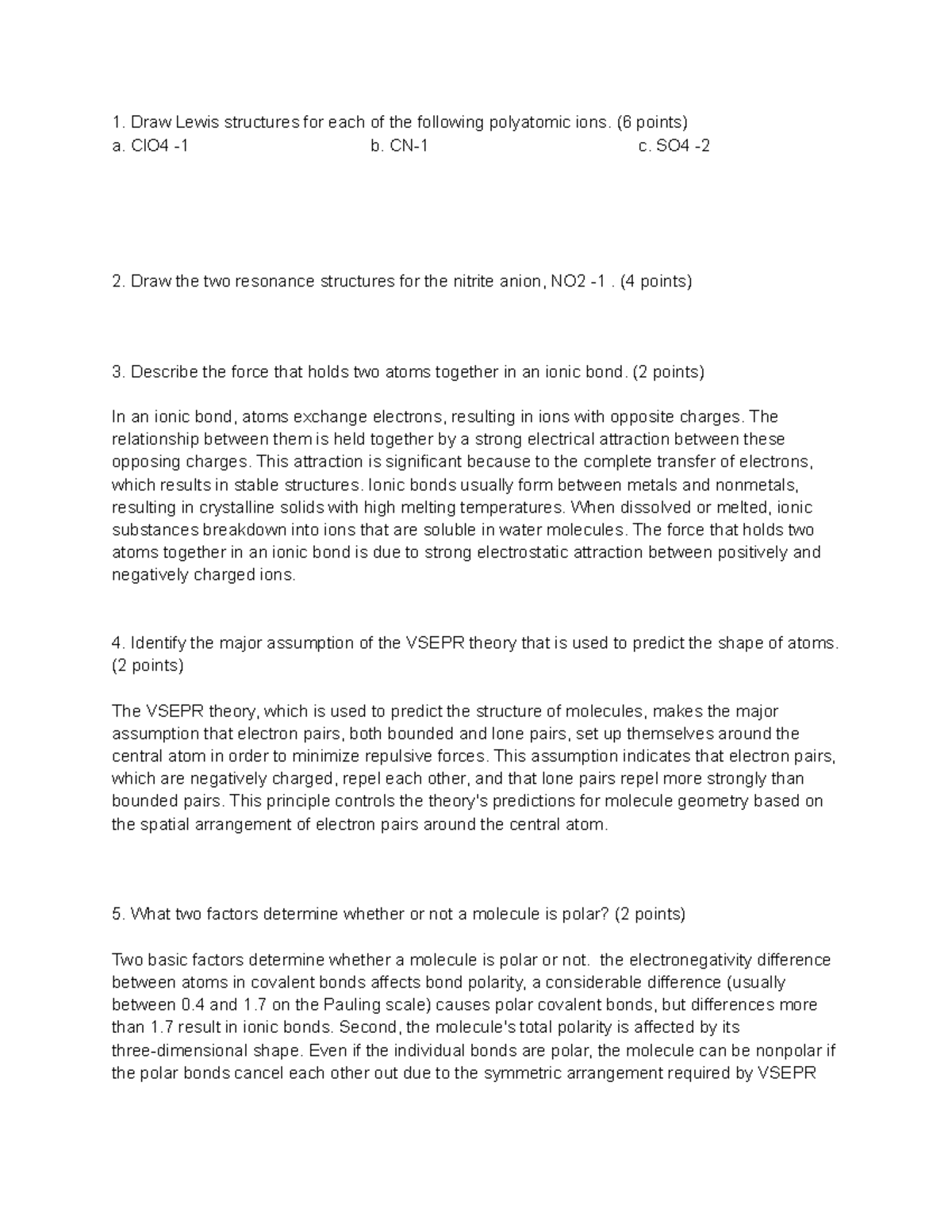 Lesson 4 - chem - Draw Lewis structures for each of the following ...