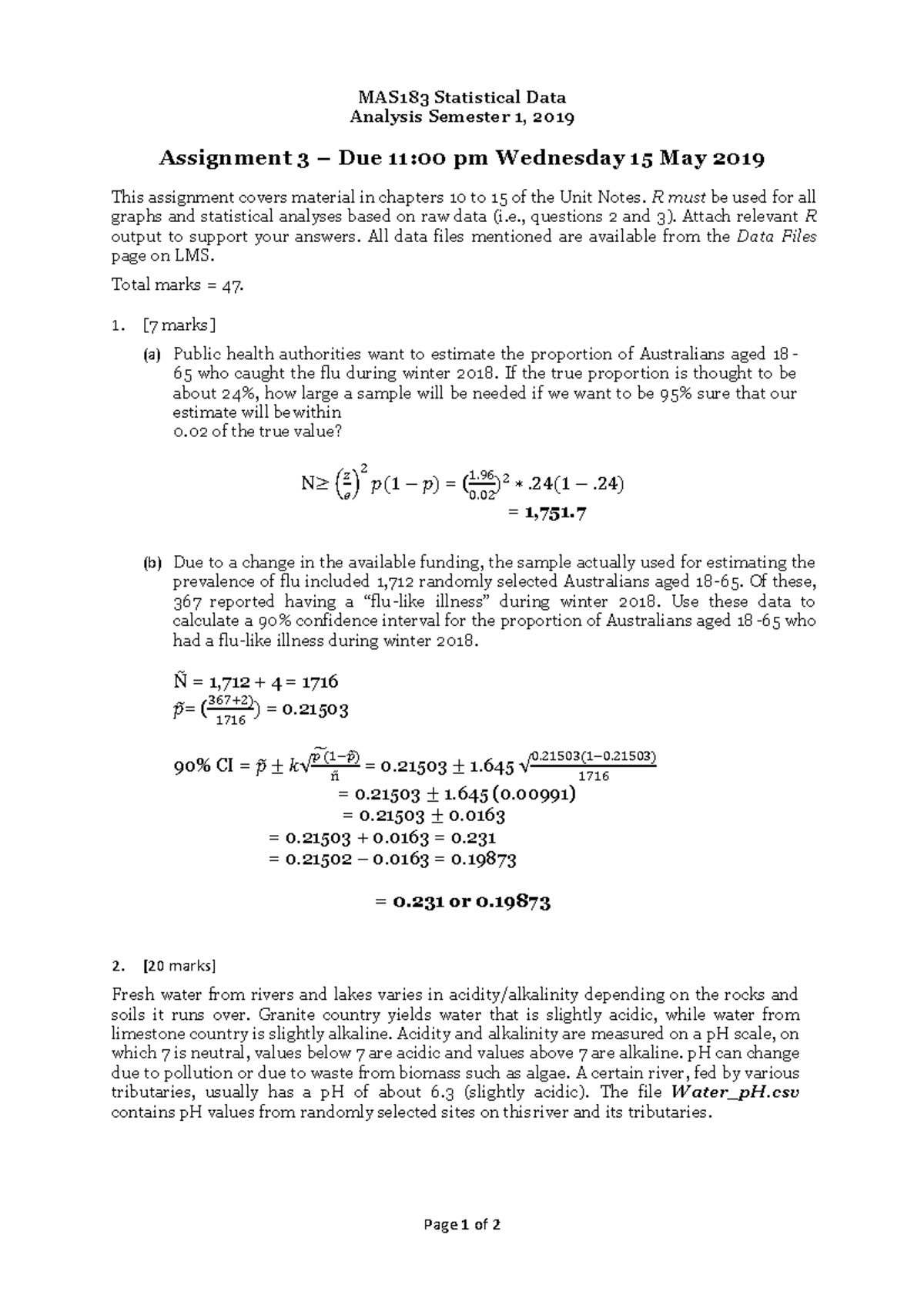 Assignment 3 Mas183 Warning Tt Undefined Function 32 Mas183 Statistical Data Analysis