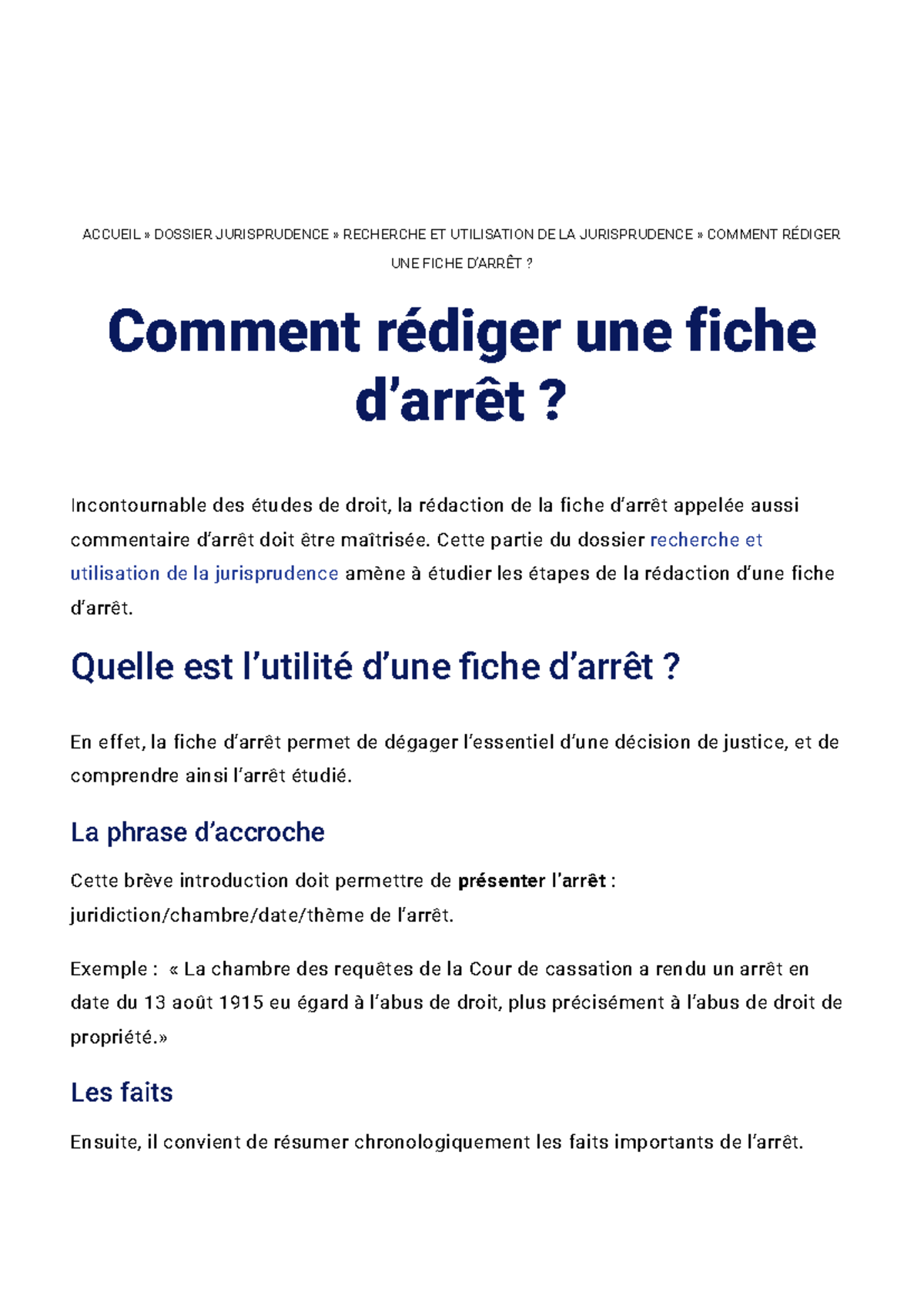 Comment rédiger une fiche d'arrêt - ACCUEIL » DOSSIER JURISPRUDENCE ...