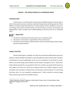 Unit 1 Lesson 3-01 - Module - Philosophy Of Man - Studocu