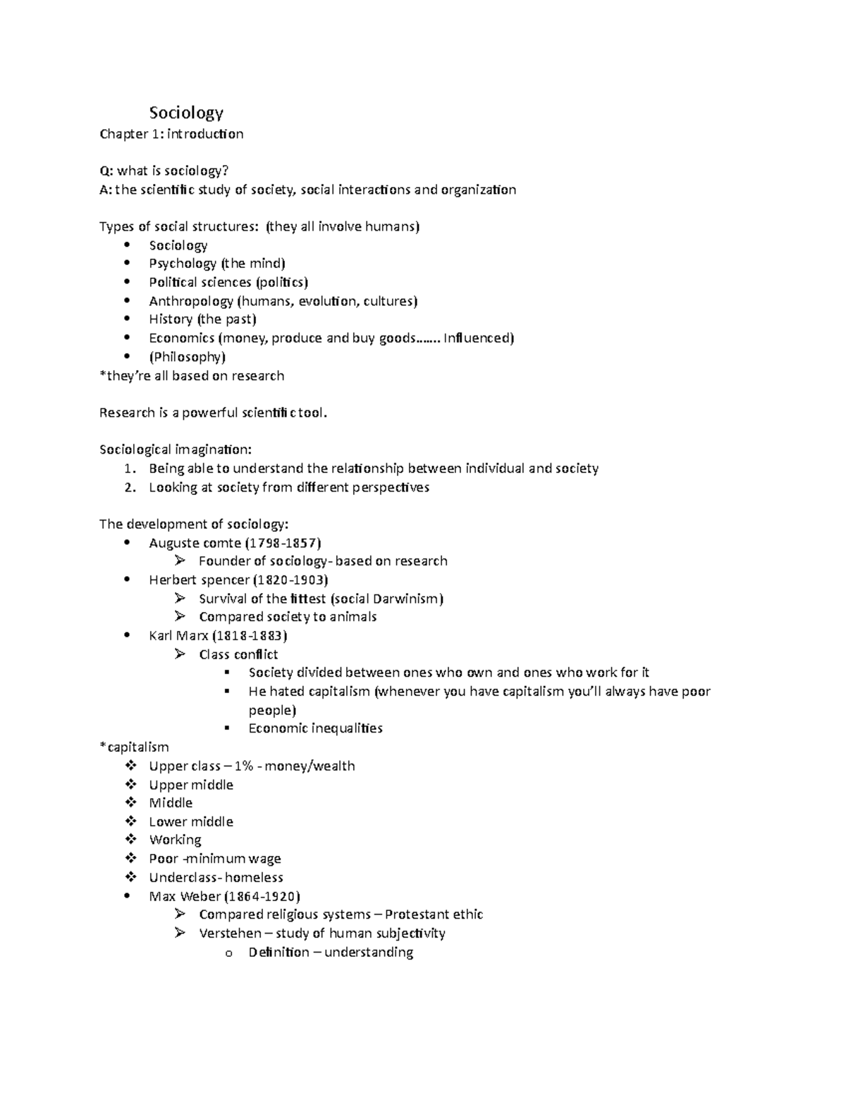 Sociology notes - Sociology Chapter 1: introduction Q: what is ...